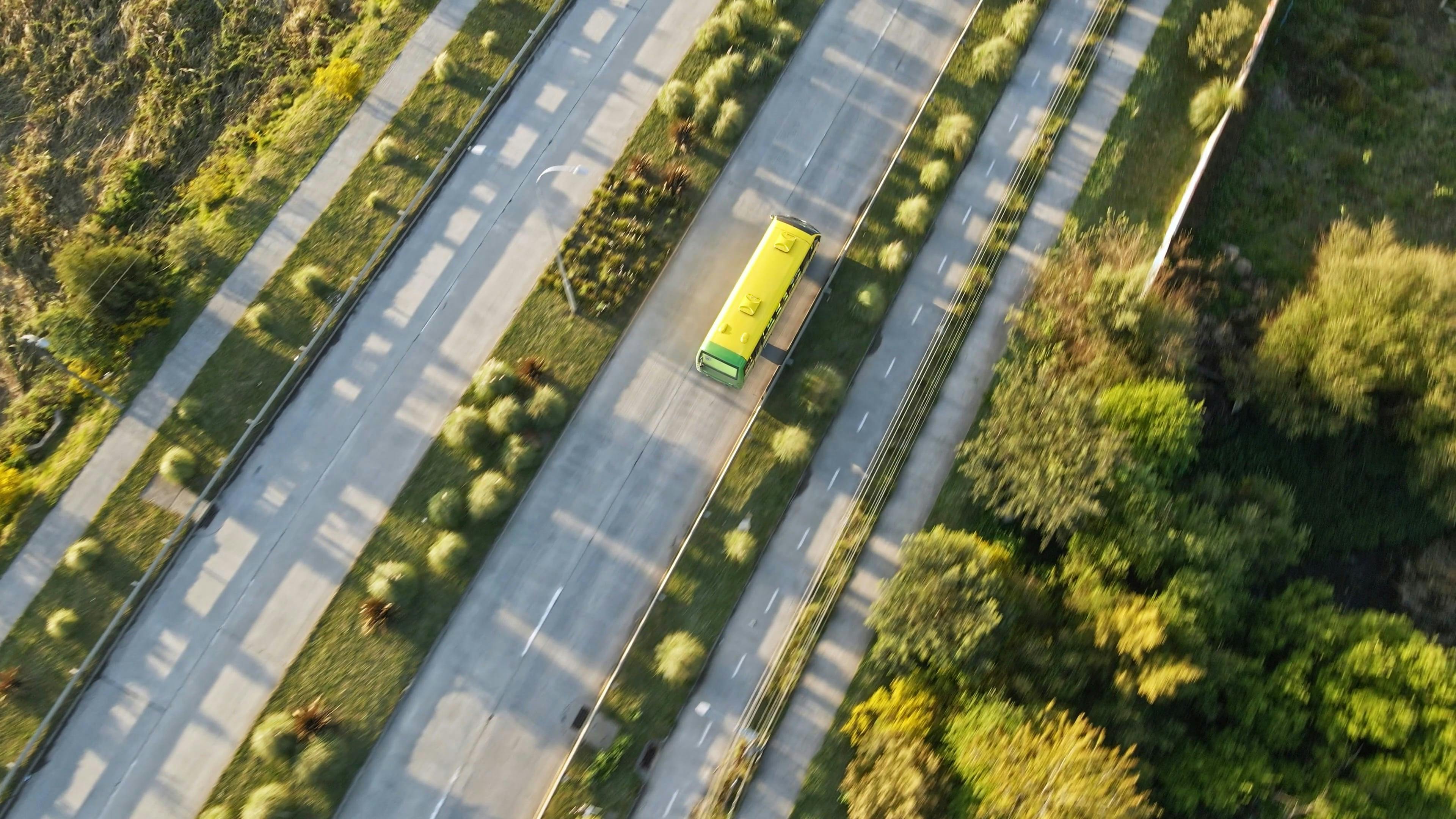 Bus on Alley in Birds Eye View Free Stock Video Footage, Royalty-Free ...