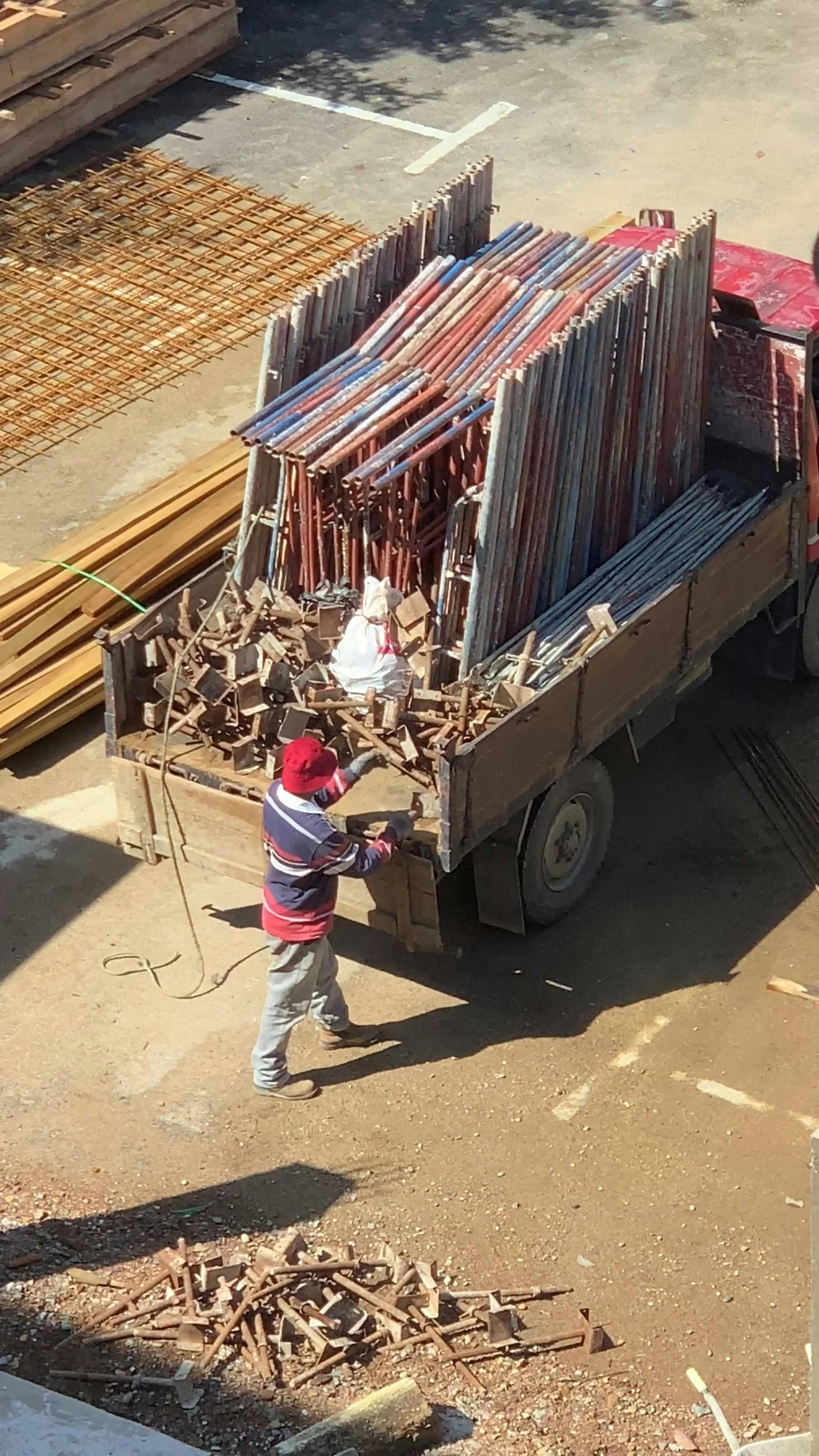 Man Dropping Metal Parts From Truck Free Stock Video Footage, Royalty ...
