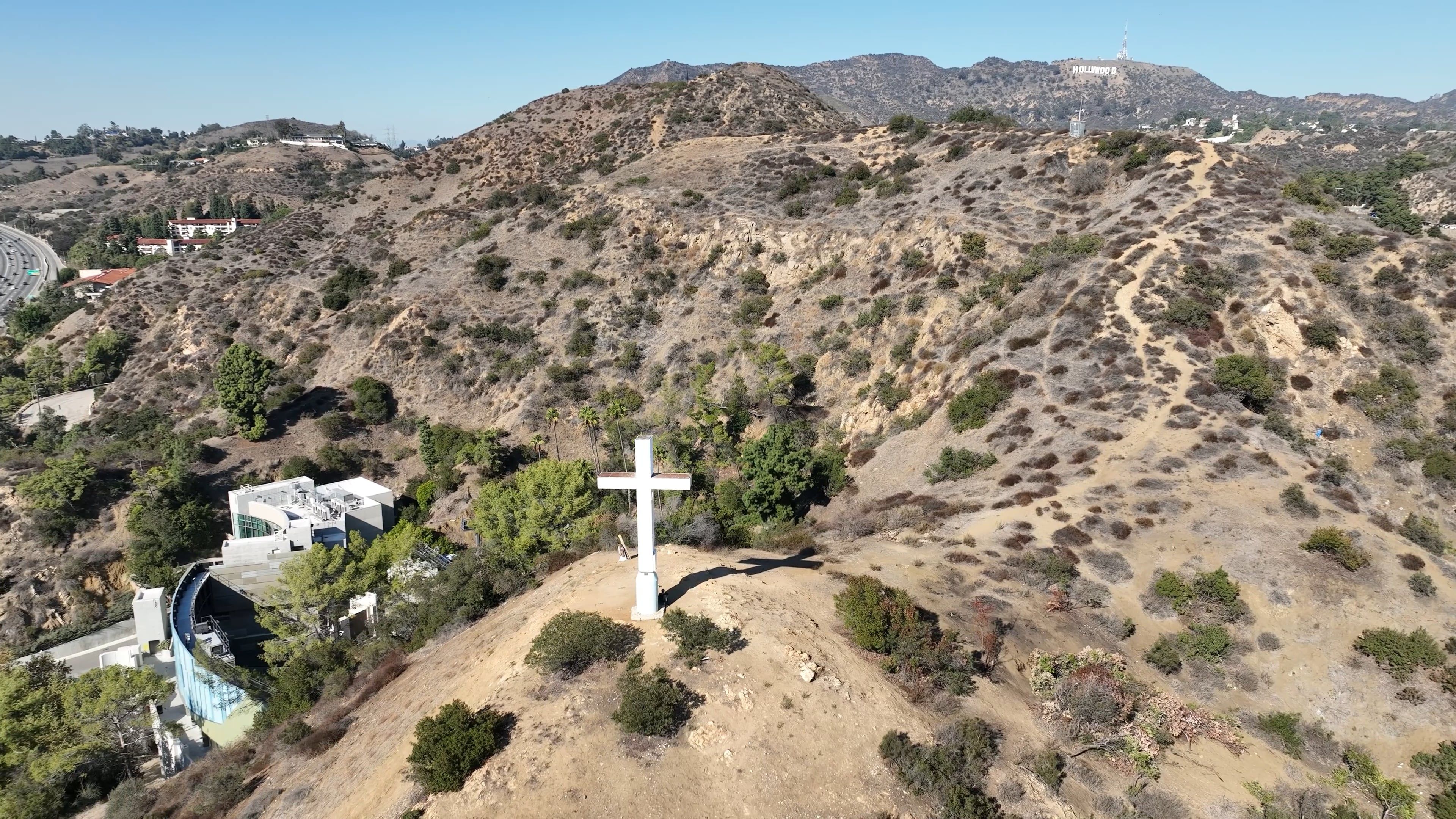 Drone Footage of the Hollywood Cross Free Stock Video Footage, Royalty ...