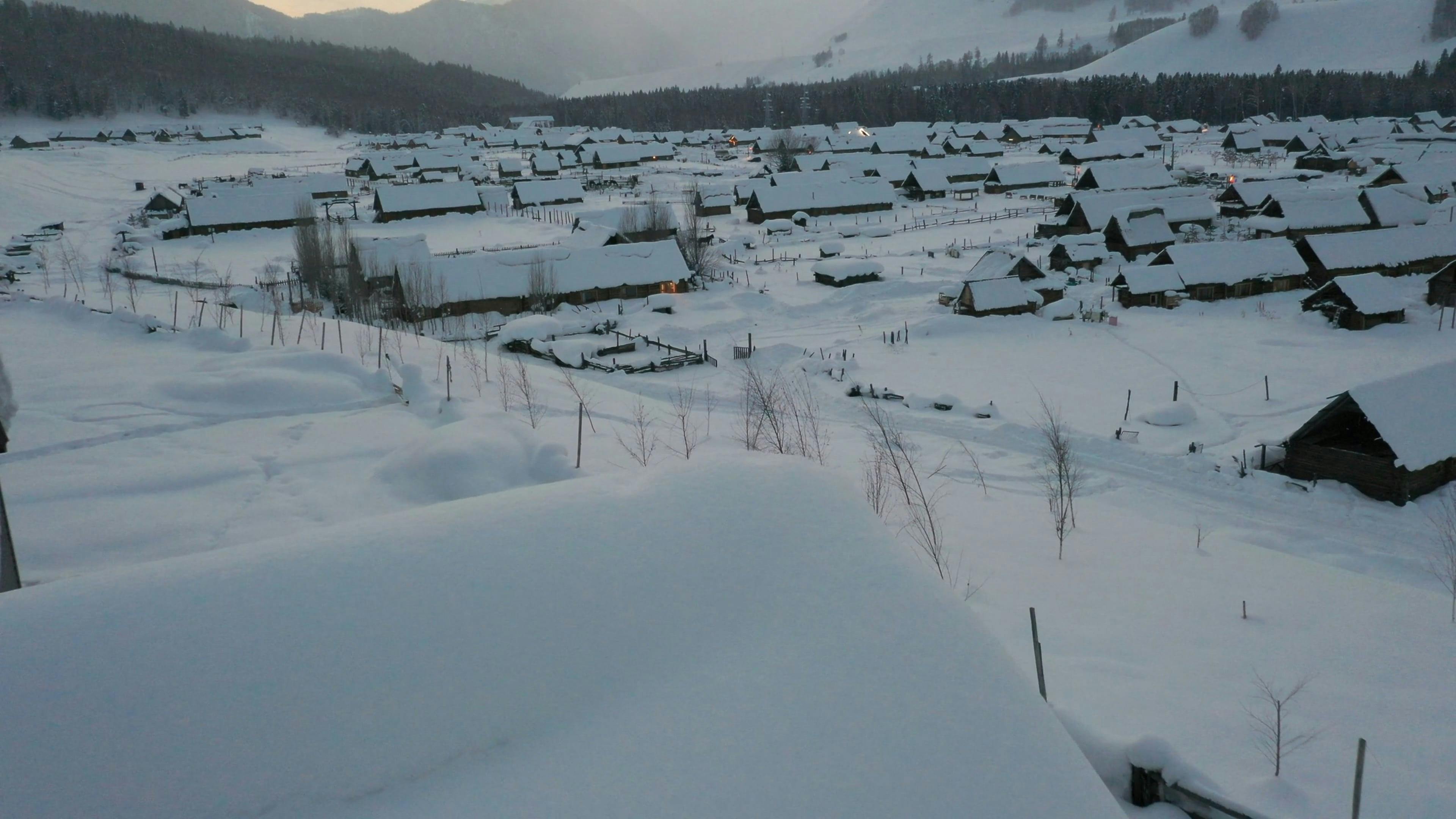Town under Snow Free Stock Video Footage, Royalty-Free 4K & HD Video Clip
