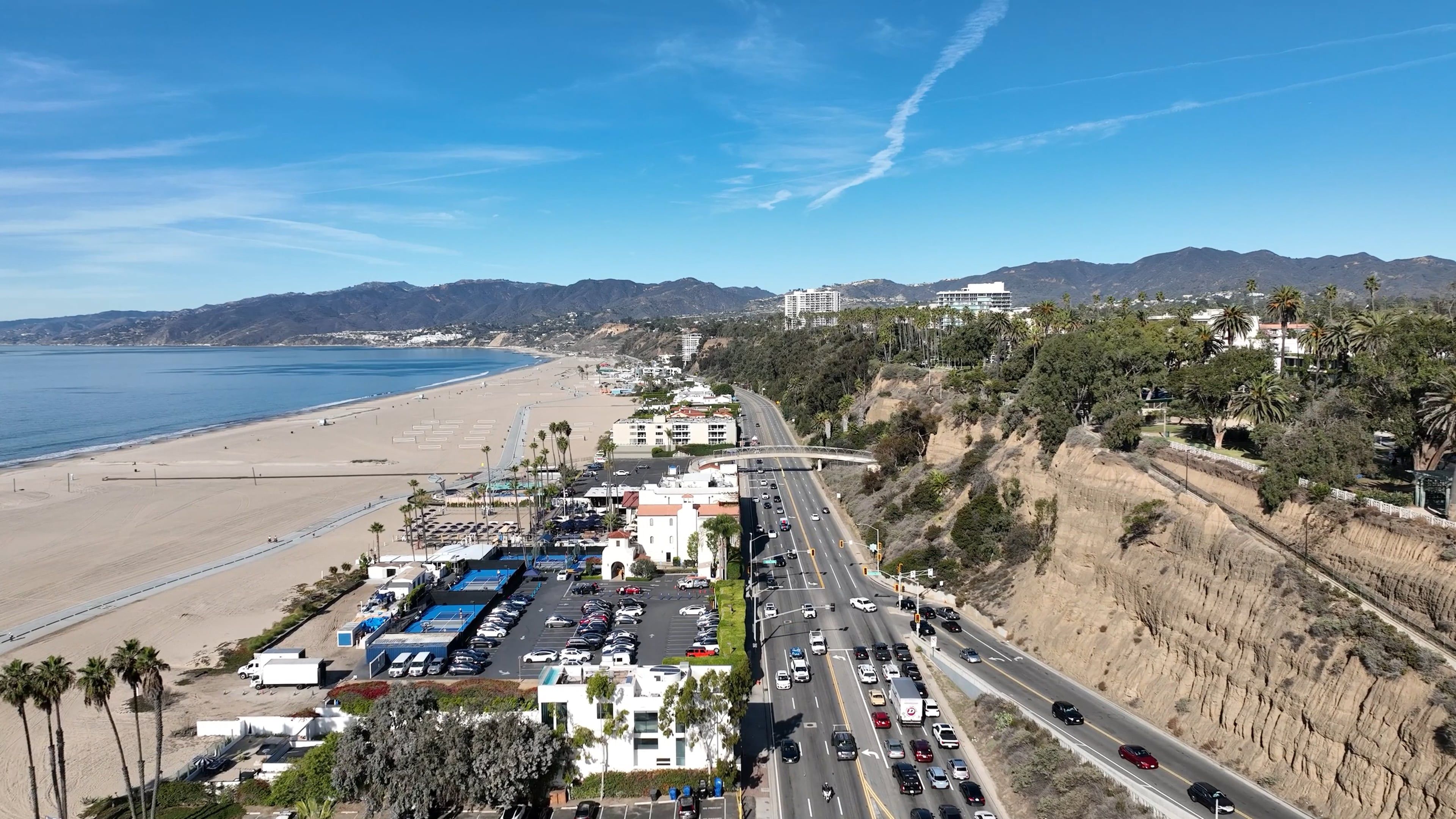 Drone Footage of Pacific Coast Highway in Santa Monica, California Free ...
