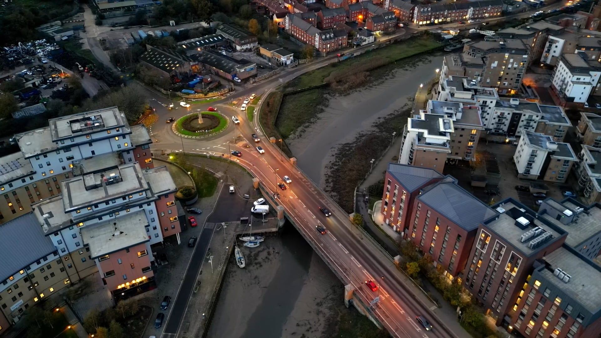Cars on Roundabout and Bridge in City Free Stock Video Footage, Royalty ...