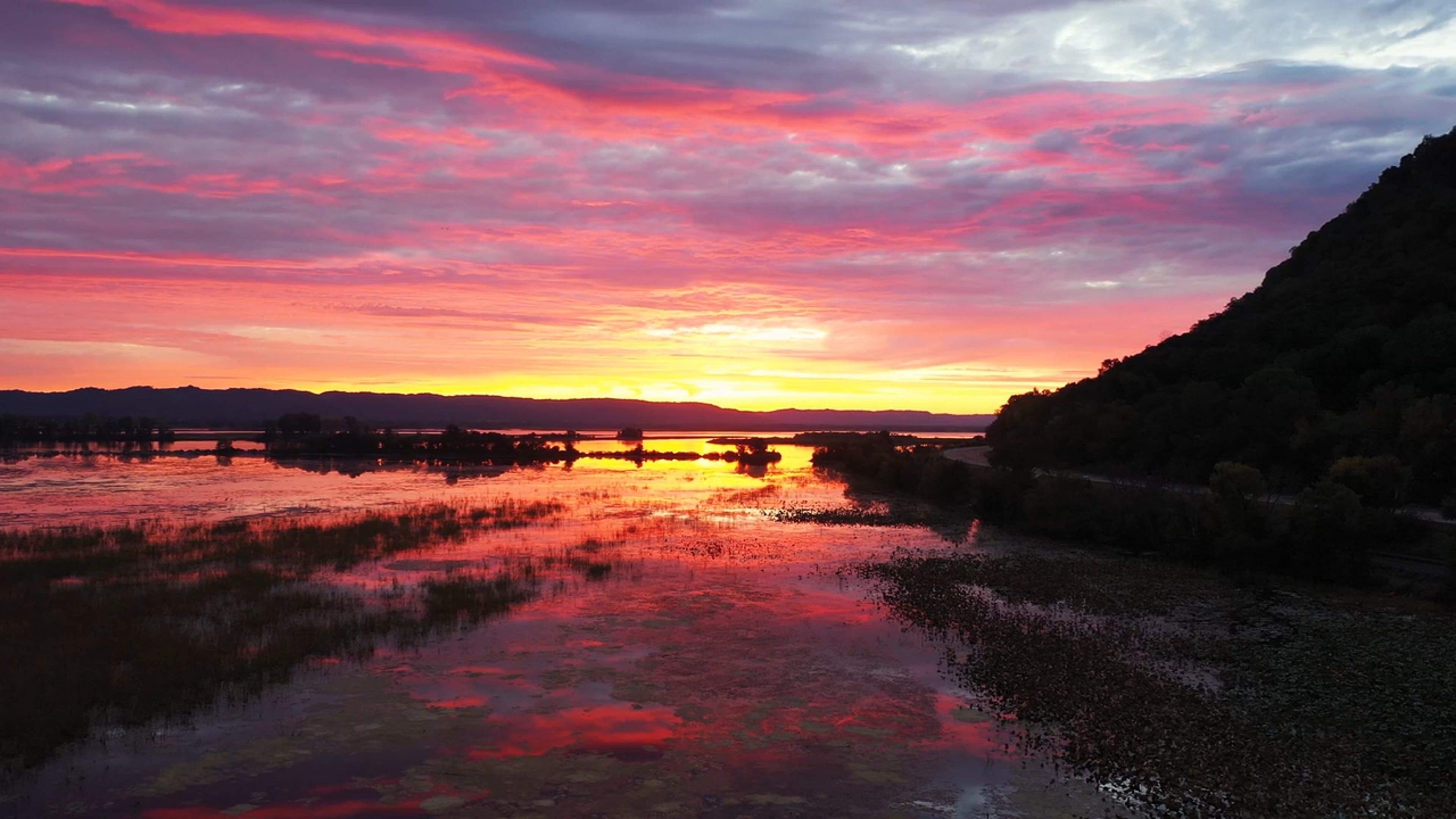 Red Clouds over Marsh at Sunset Free Stock Video Footage, Royalty-Free ...
