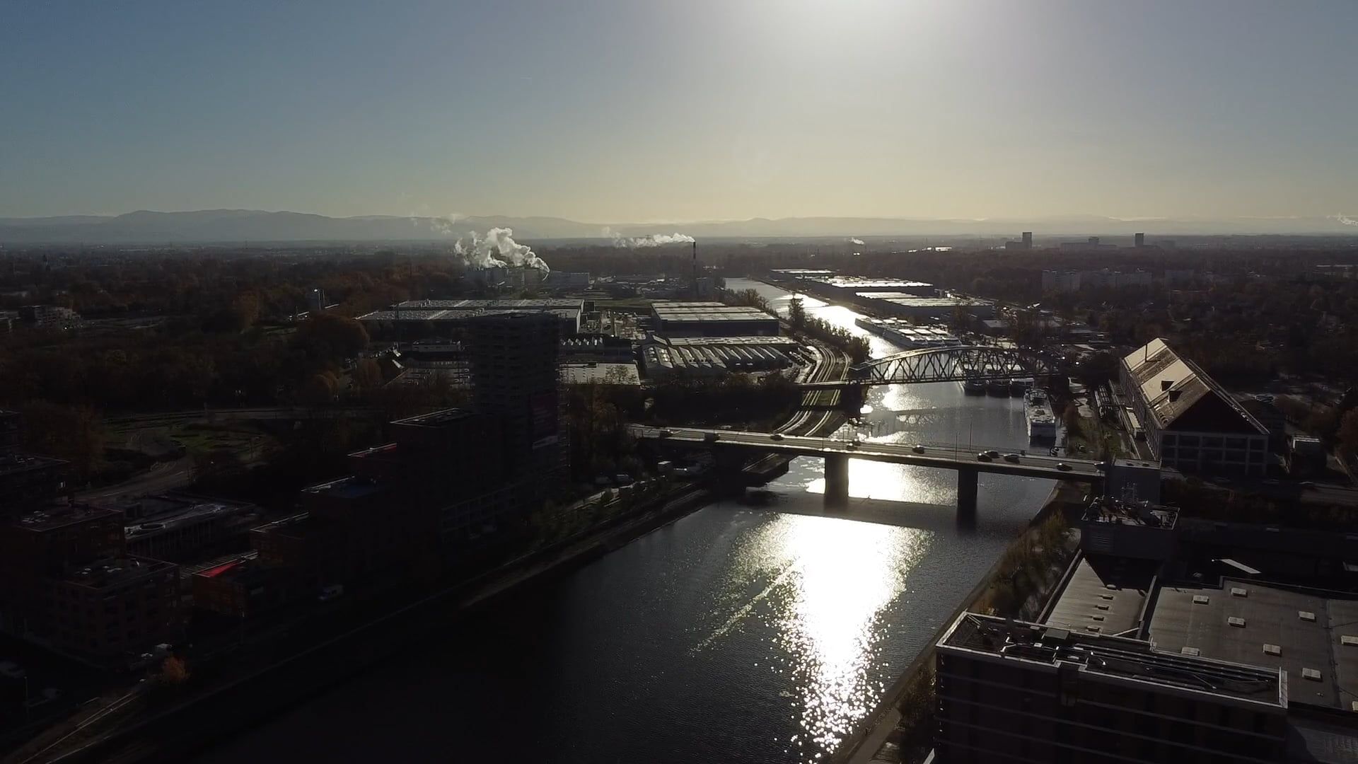 Morning Traffic on a Bridge over the Rhine River in Strasbourg, France ...