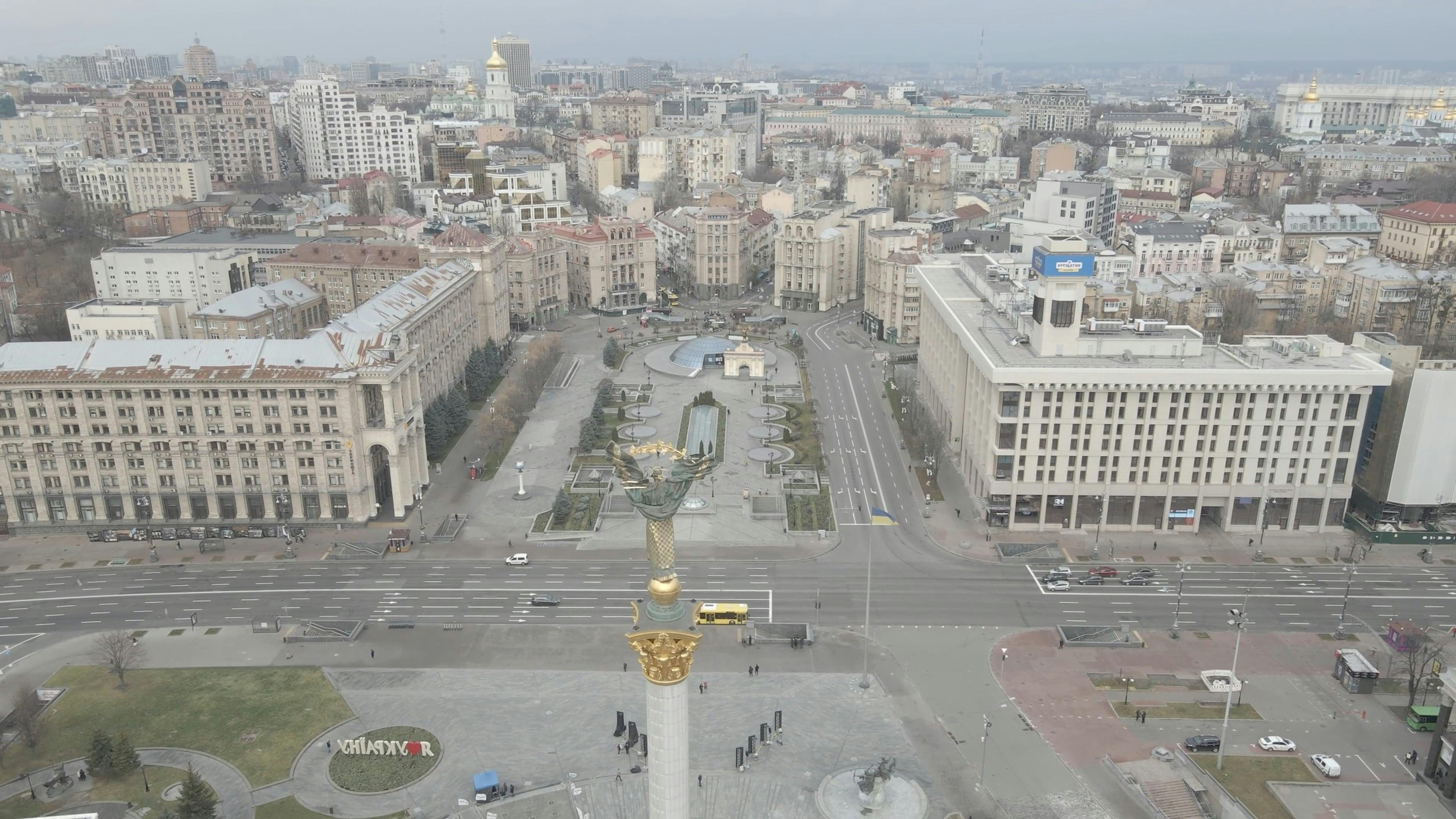 Drone View of the Independence Monument in Kiev, Ukraine Free Stock ...