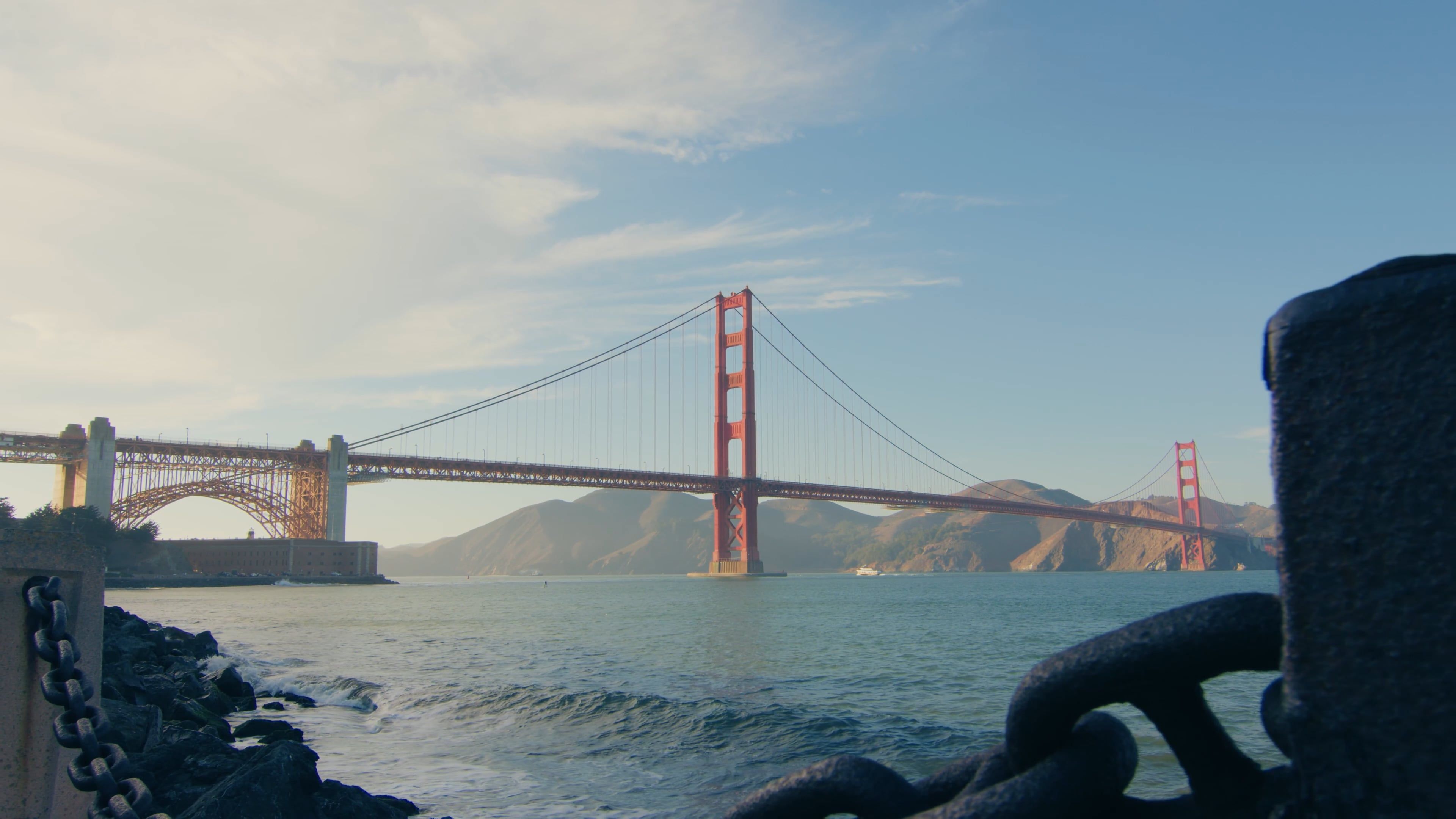 View Of Long Bridge With A Foggy Background Free Stock Video Footage ...