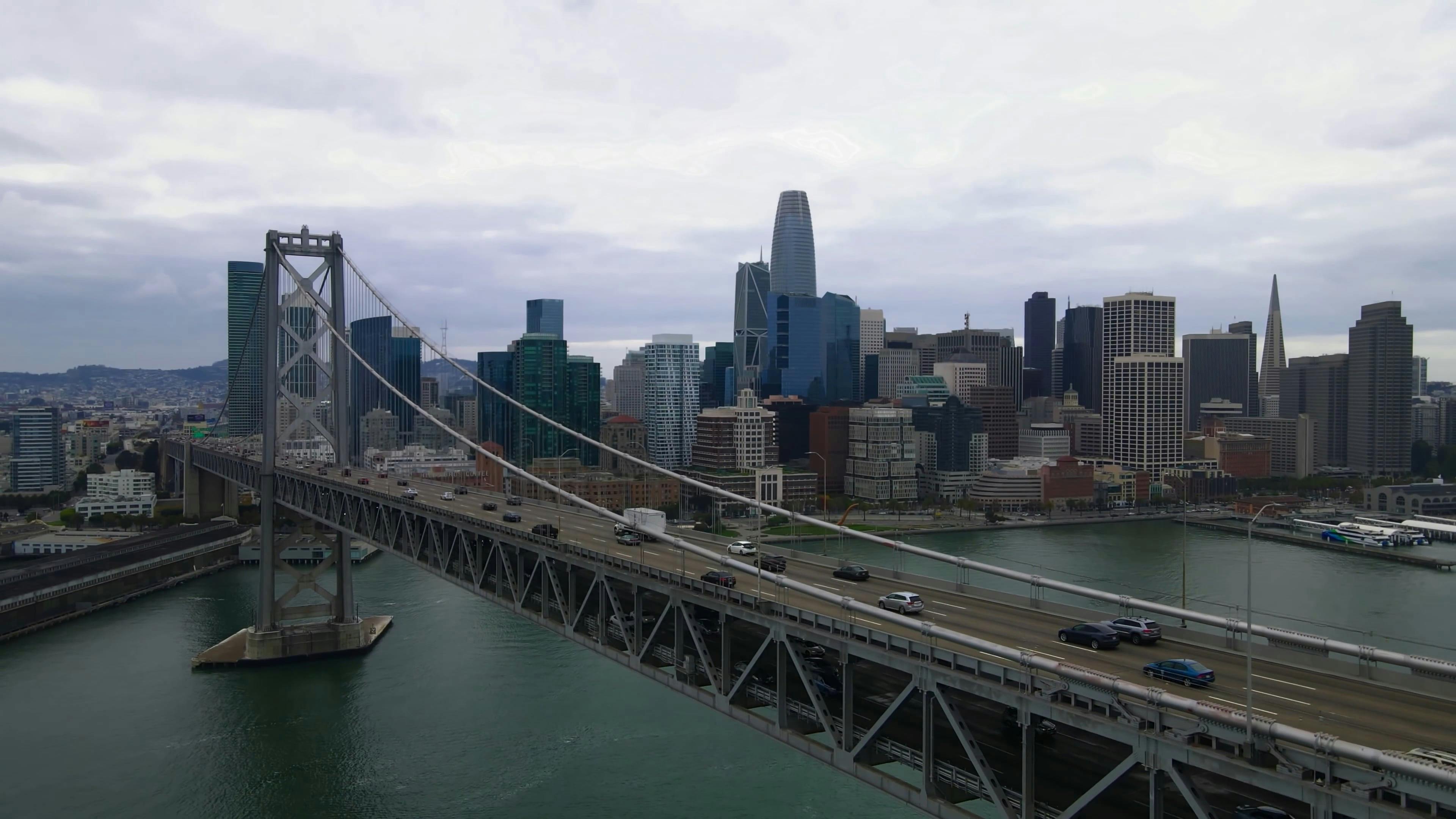 View Of The City With Bridge On River Free Stock Video Footage, Royalty ...