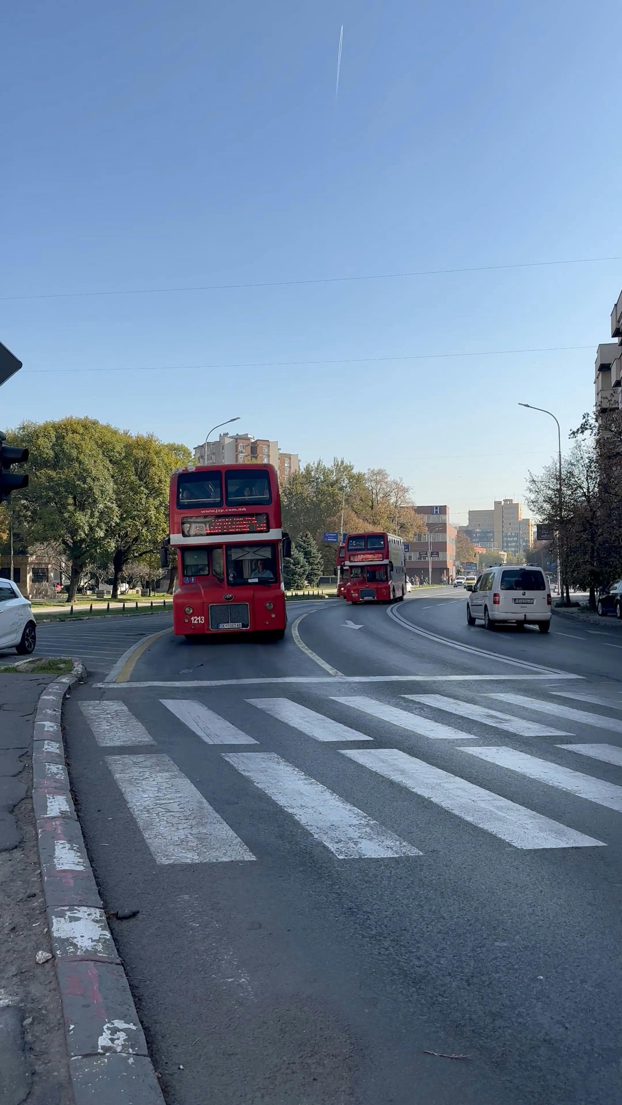 Double Decker Buses in the City of Skopje, Macedonia Free Stock Video ...