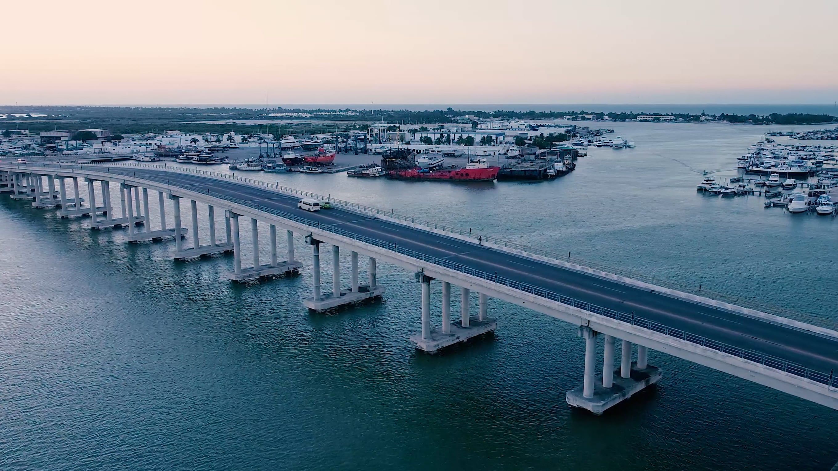 Drone Footage of Yucalpetén Bridge and Marina in Yucatán, Mexico Free ...