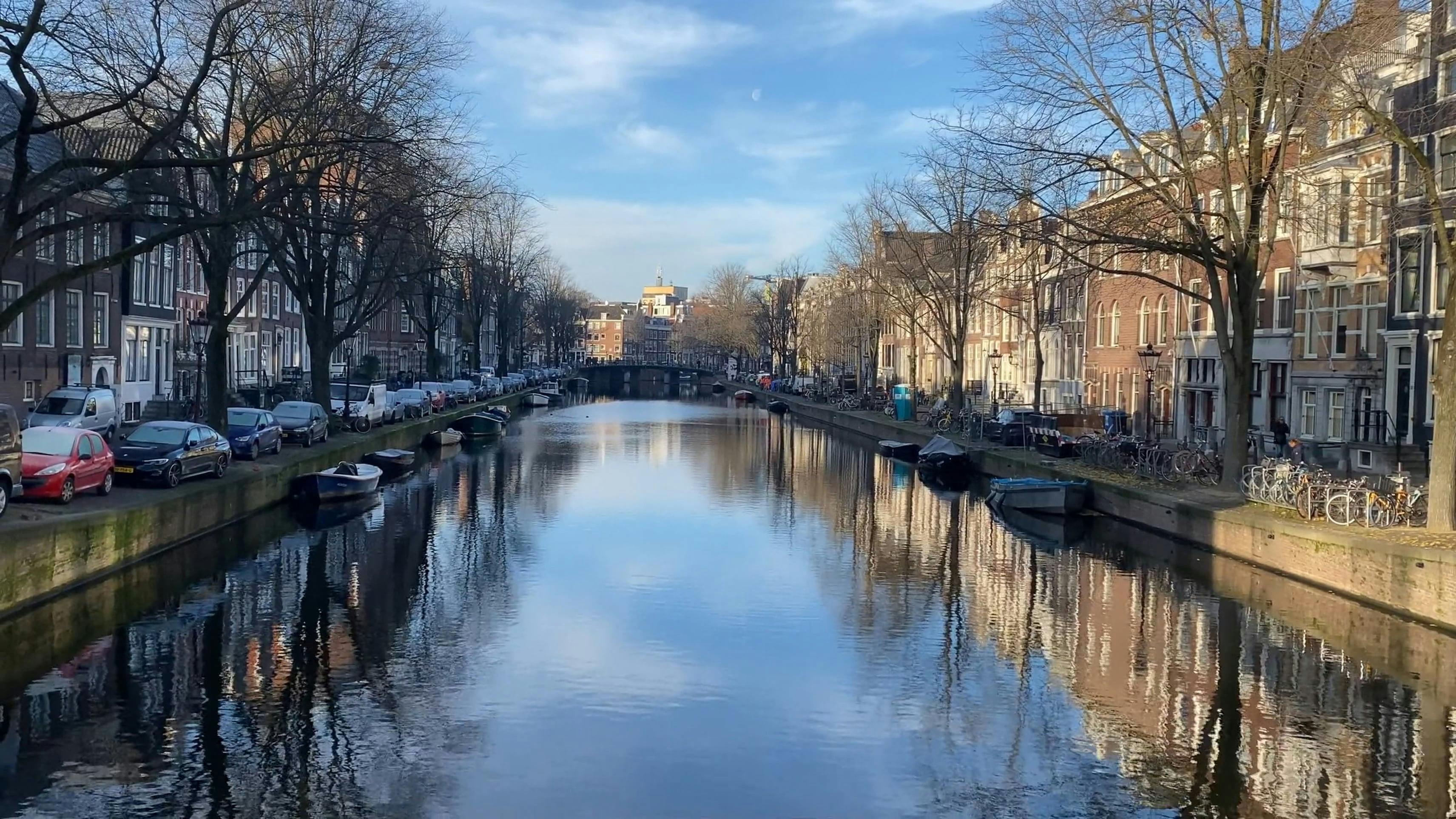 A Water Canal in the City of Amsterdam Free Stock Video Footage ...