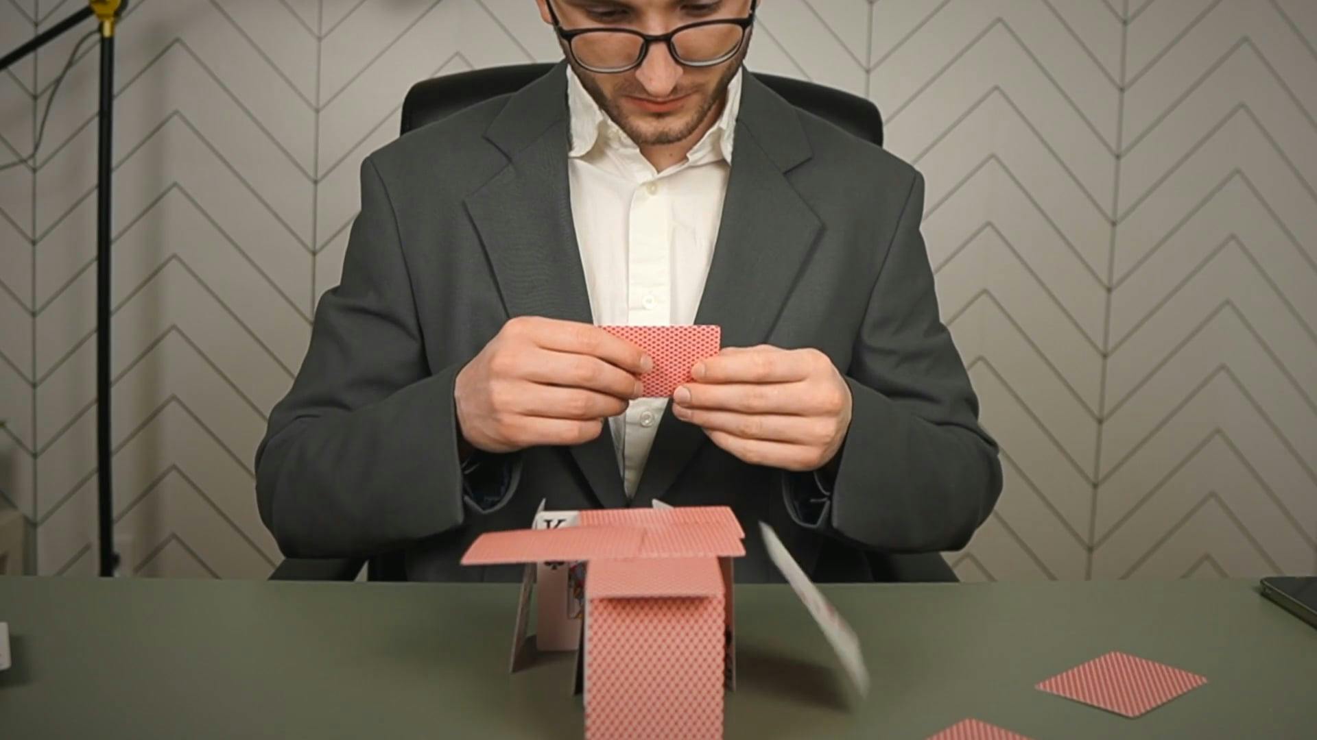 Man in Gray Blazer Assembling the Cards Free Stock Video Footage ...