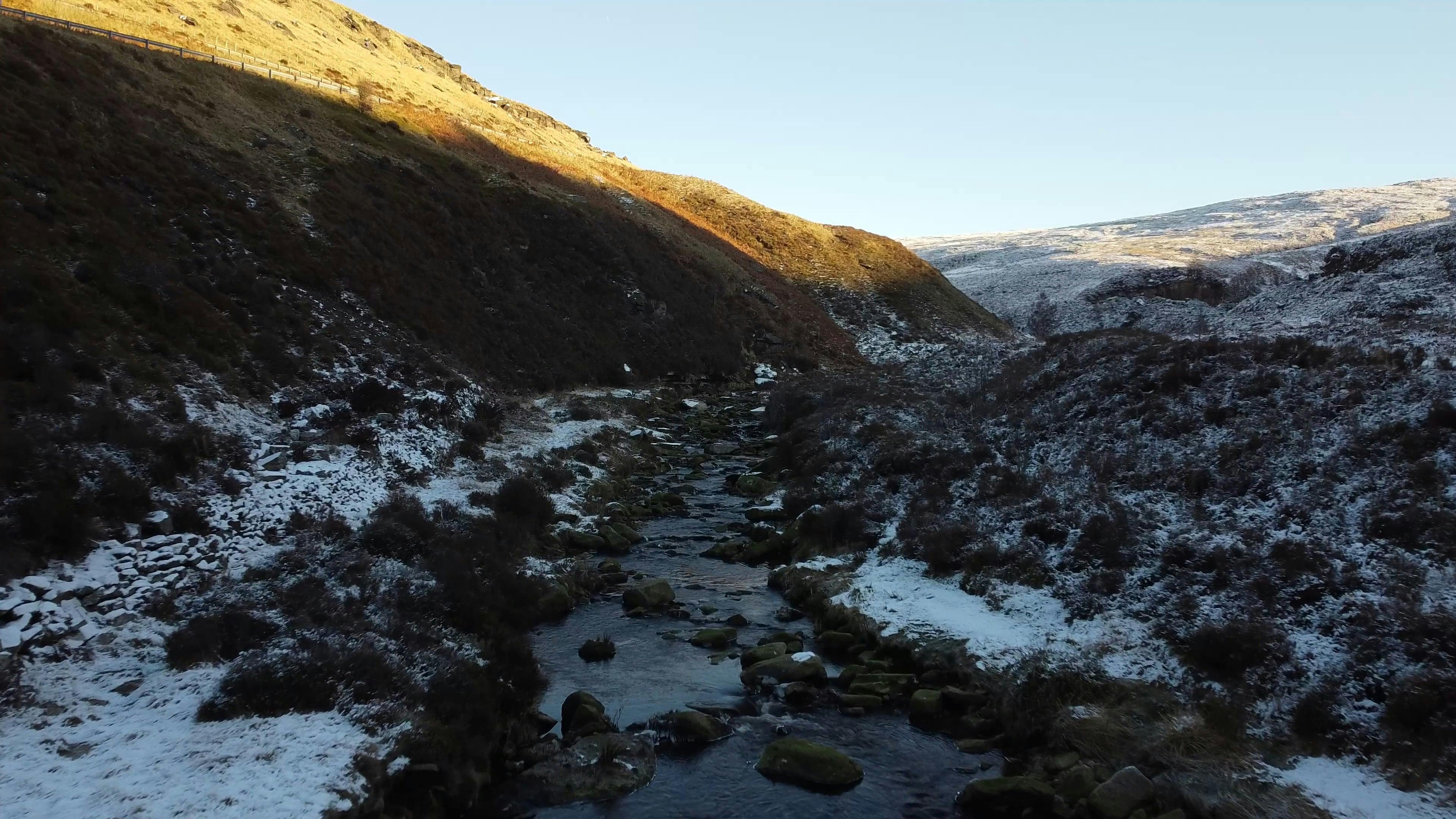 Drone Footage of a Creek in a Winter Mountain Landscape Free Stock ...