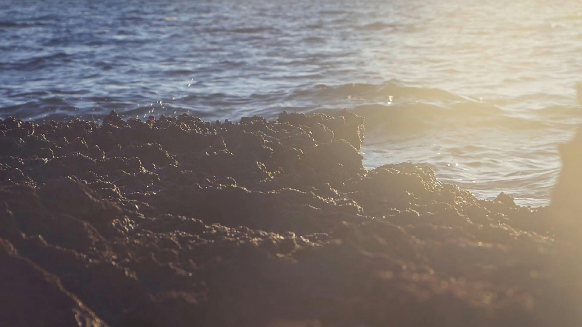 Sea Water Splashing over Coastal Rock Formations in Slow Motion Free ...
