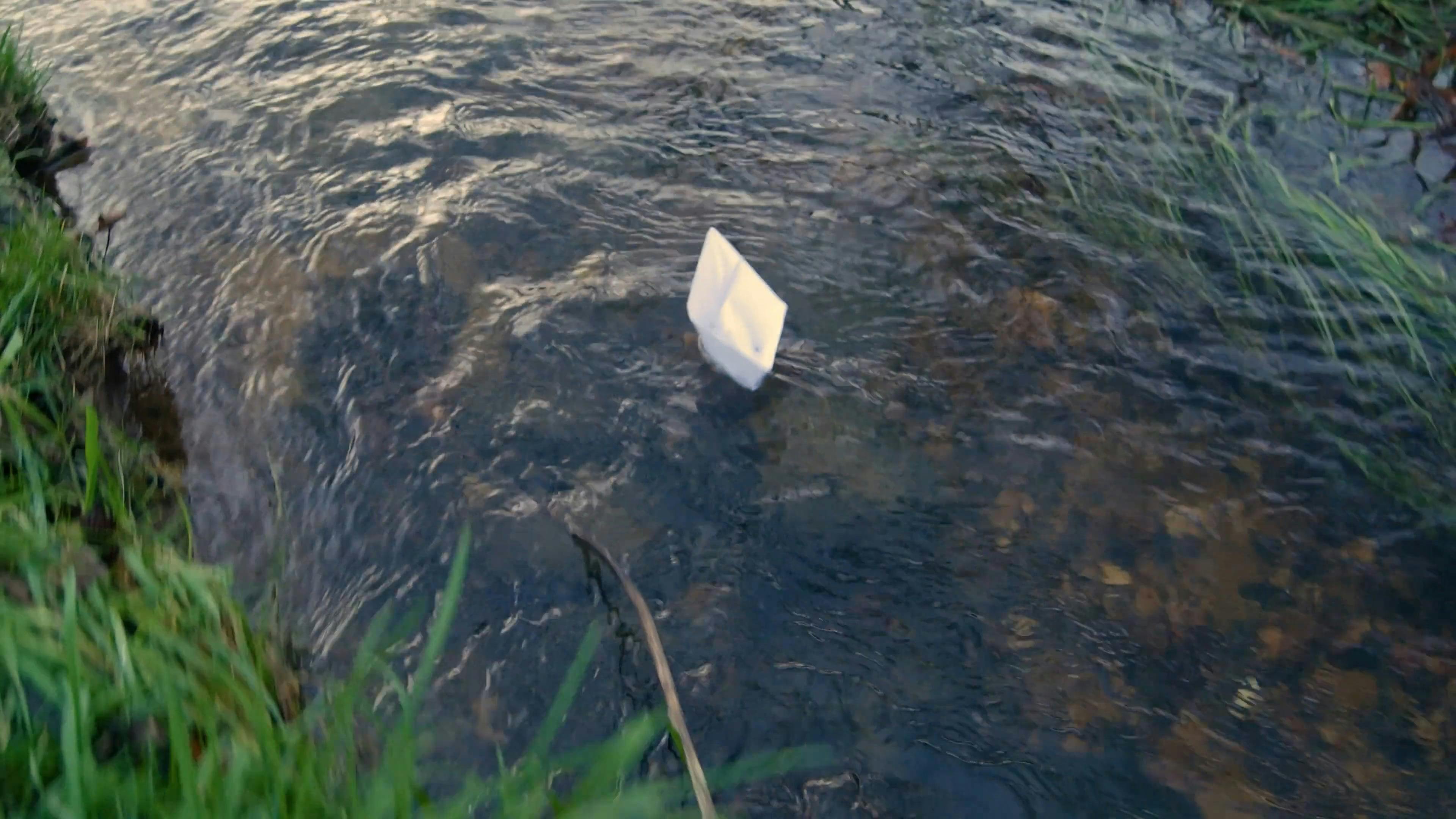 A Paper Boat Floating on a Stream Free Stock Video Footage, Royalty ...