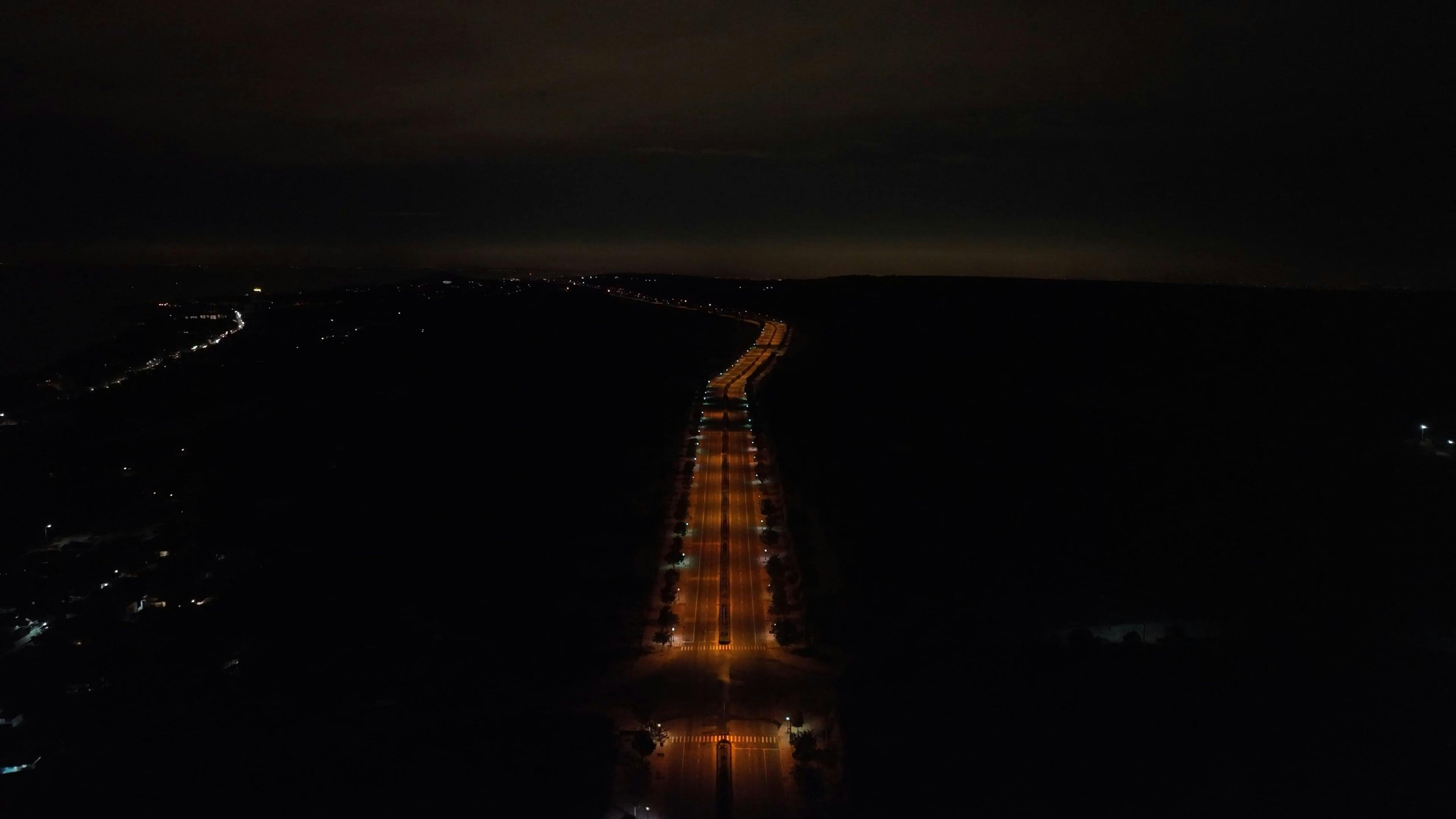A Drone Footage of a Highway Road at Night Free Stock Video Footage ...