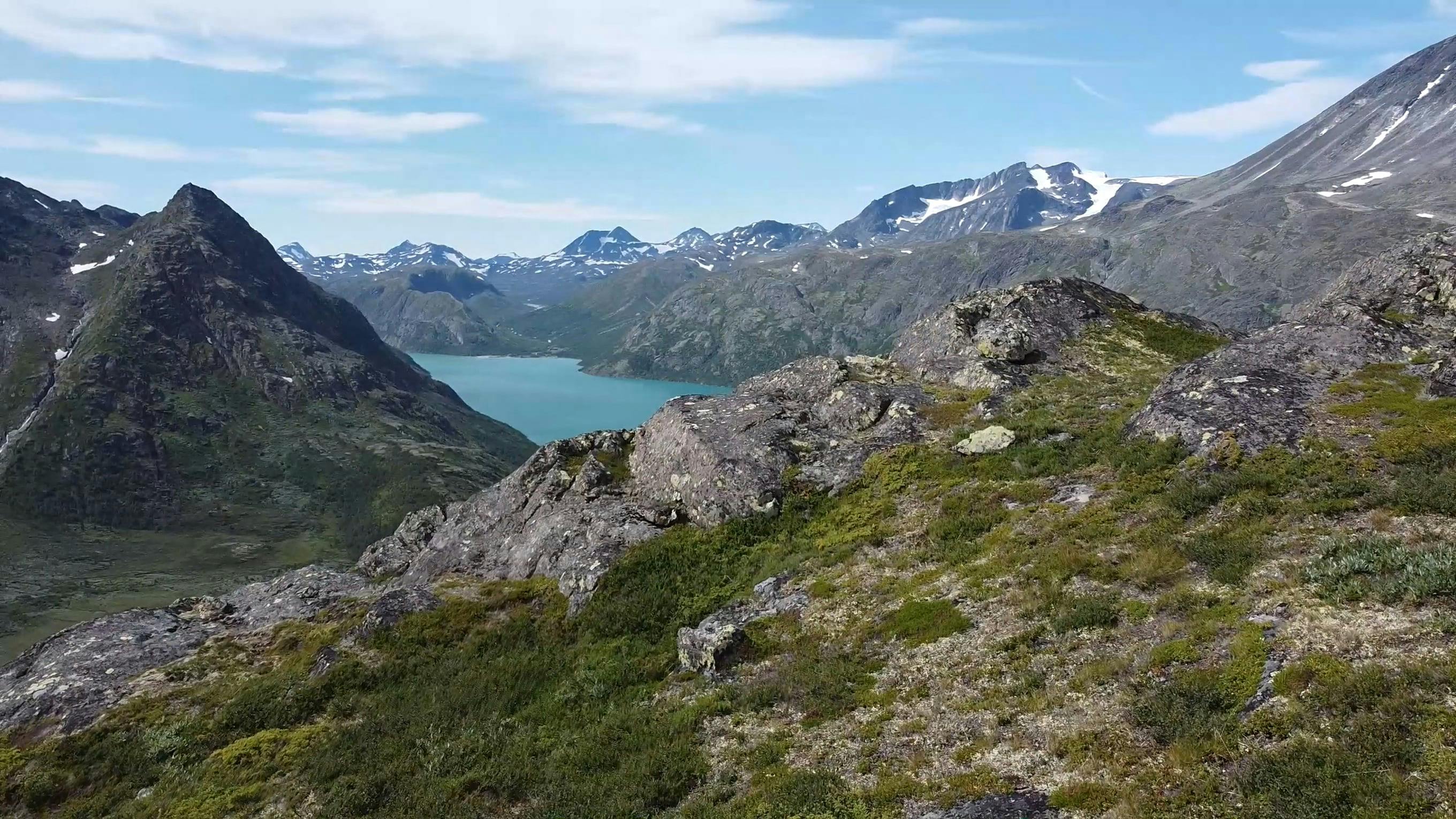 Drone Footage Of A Lake Valley In Between Mountains Free Stock Video ...