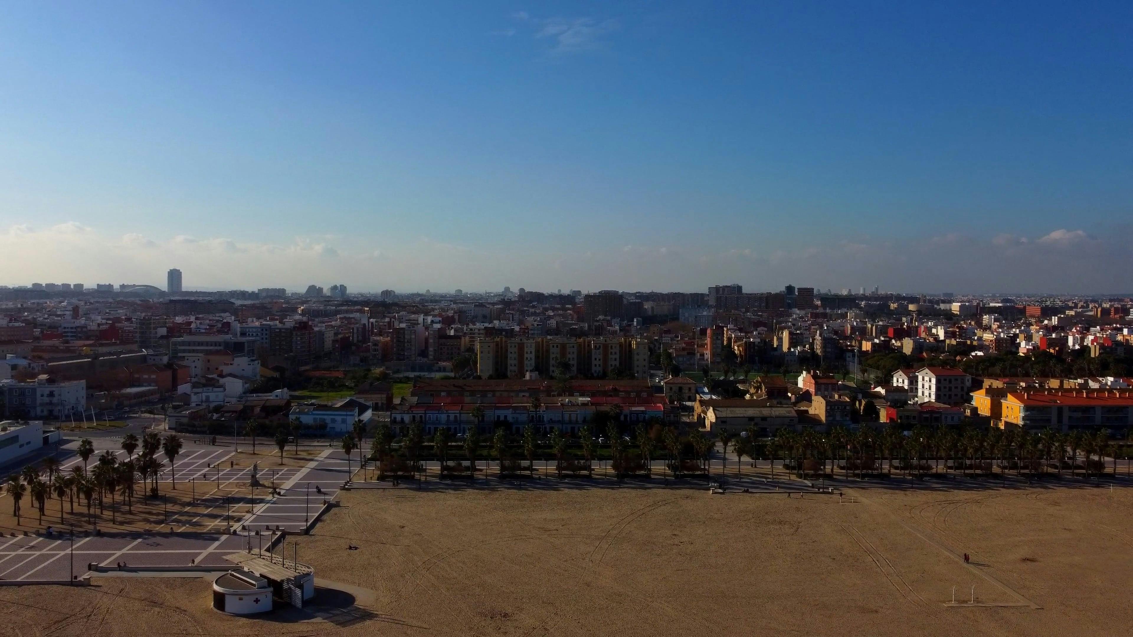 Drone Footage of the Coastal City of Valencia, Spain Free Stock Video ...