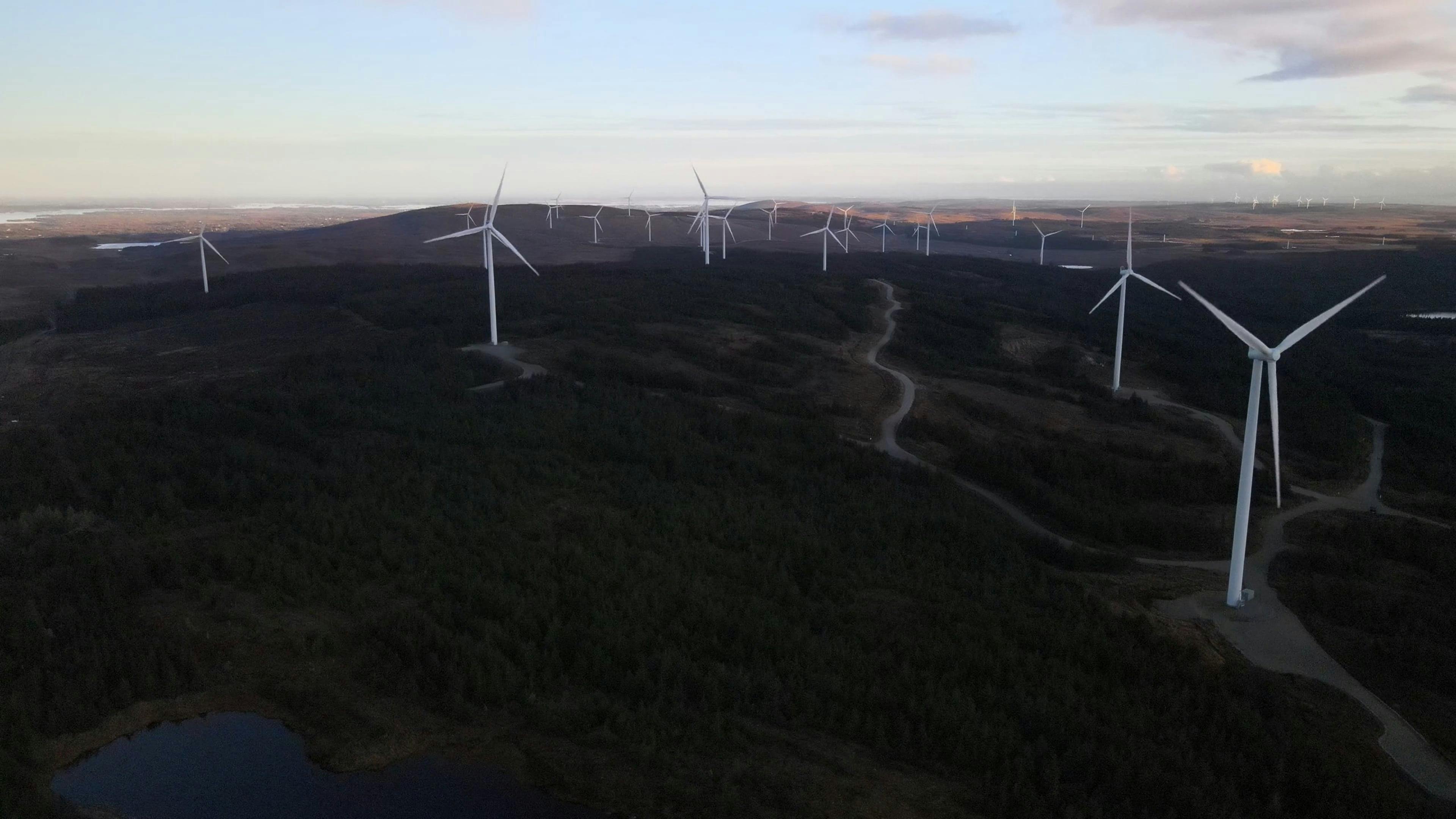 Drone Footage of a Wind Farm in Oughterard, Ireland Free Stock Video ...