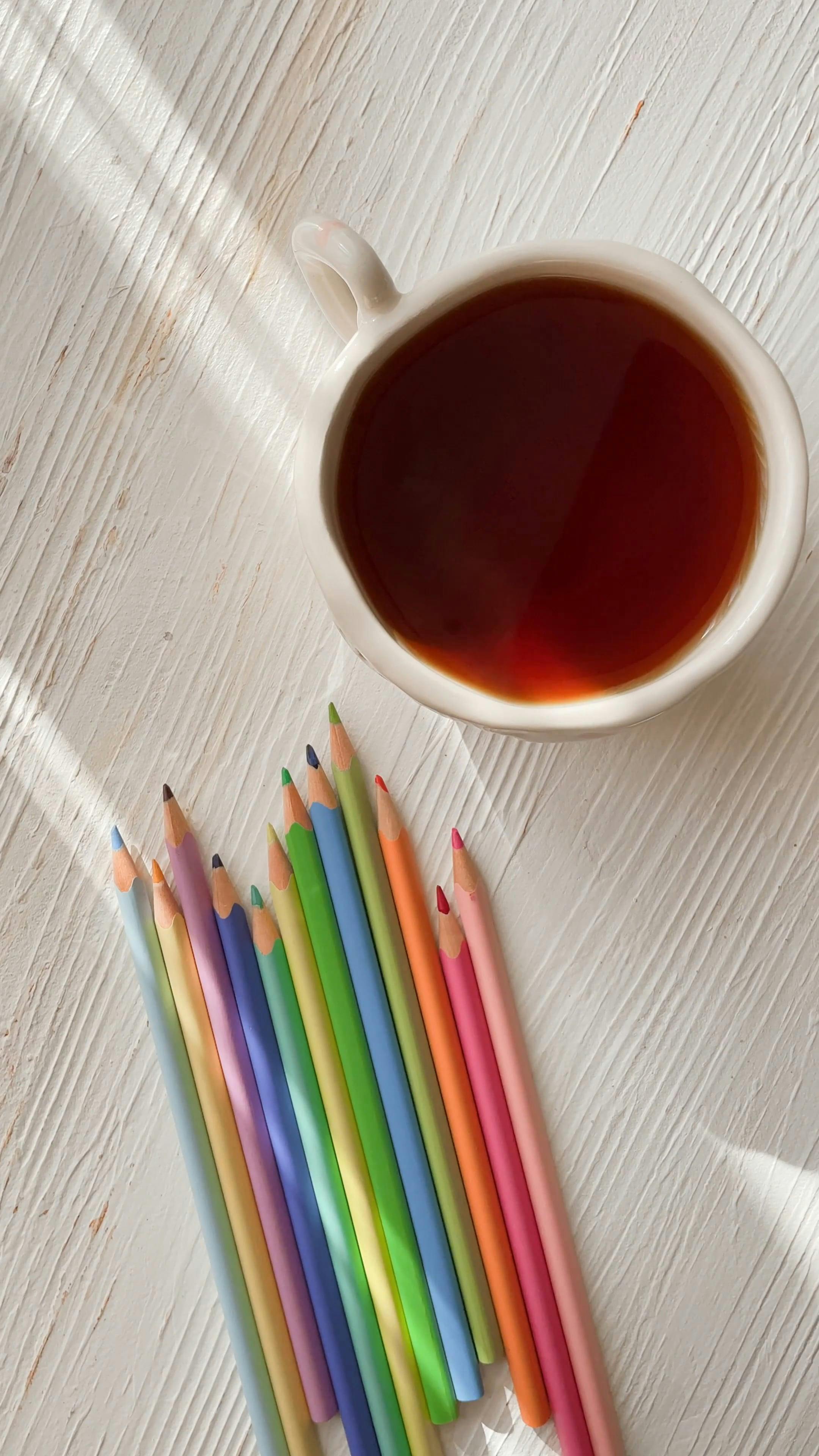 Colored Pencils Near Cup of Tea Free Stock Video Footage, Royalty-Free ...