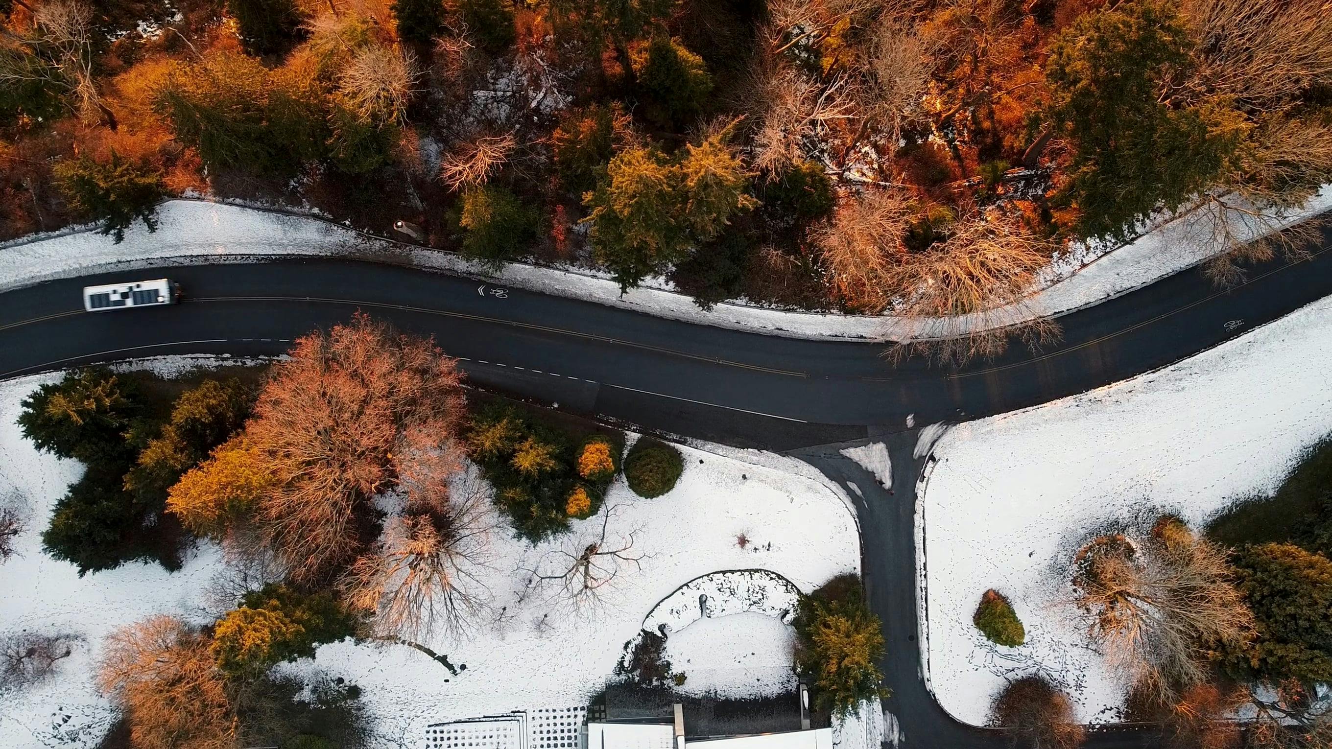 Bird's-eye View of a Car Driving on Asphalt Road Free Stock Video ...