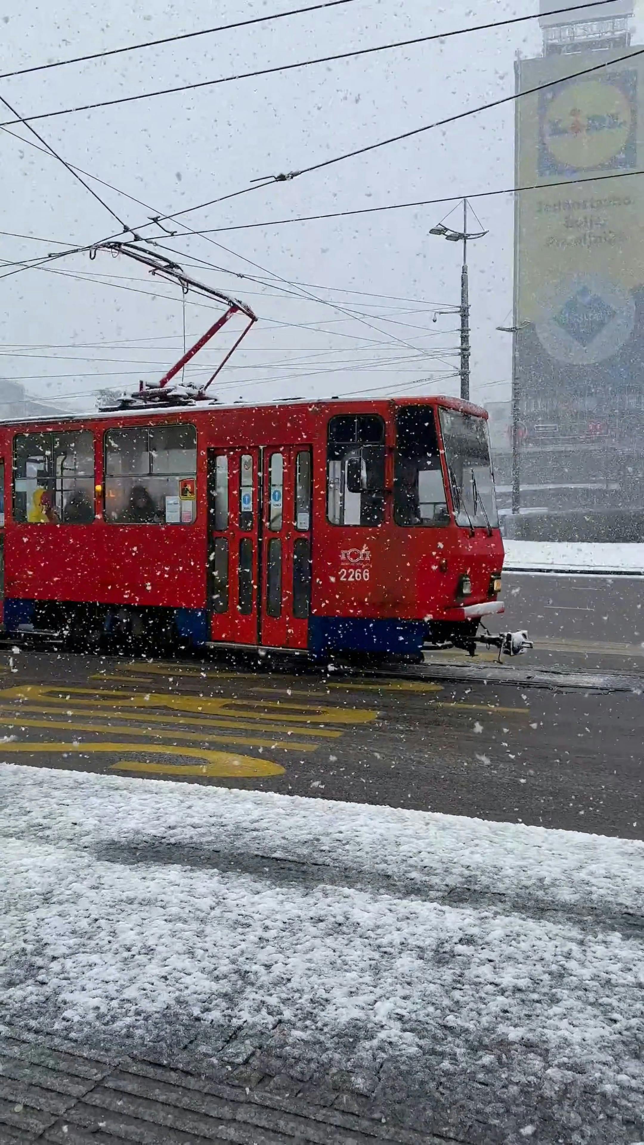 School Bus in City Intersection During Snowfall Free Stock Video ...