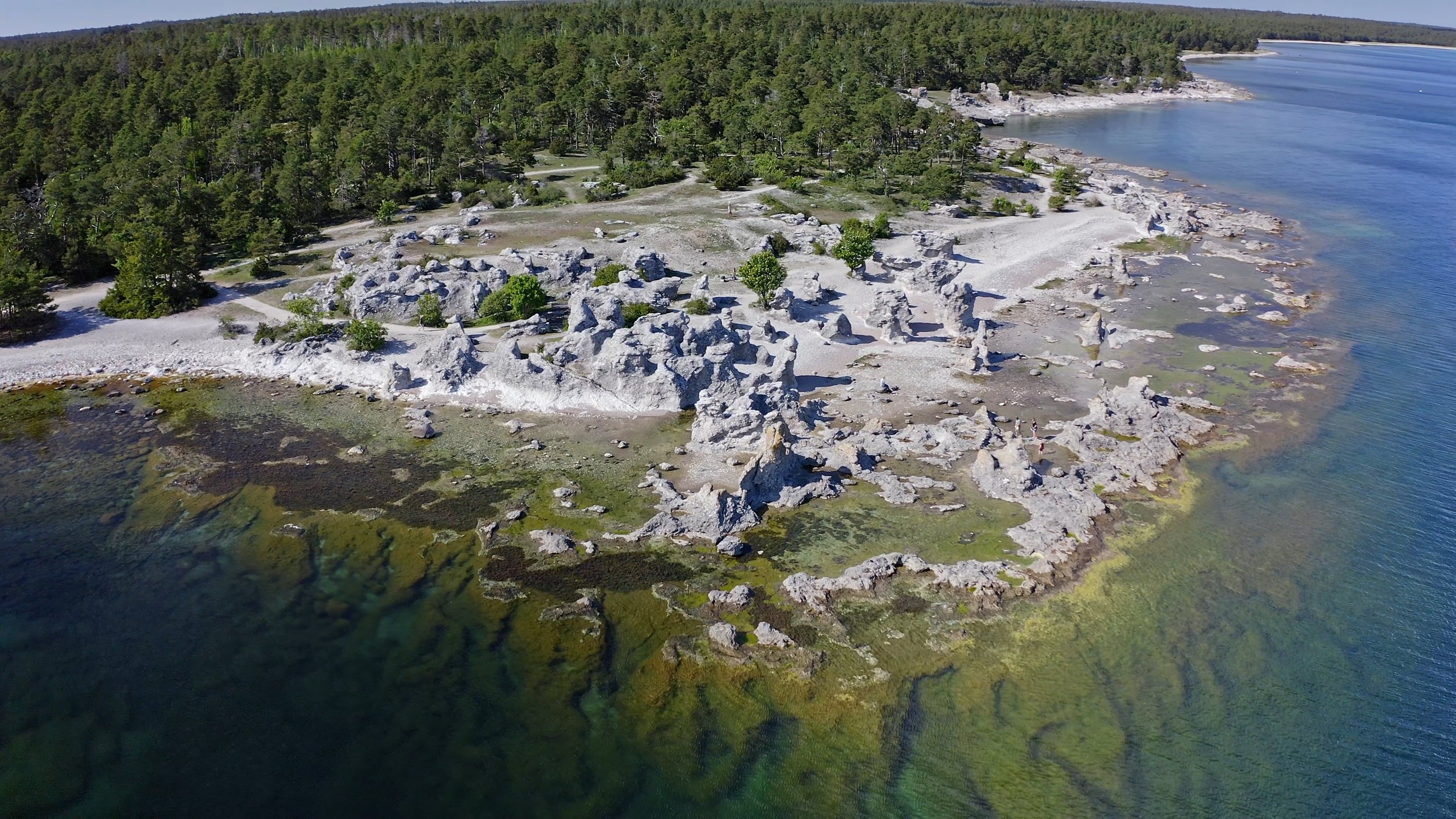 Drone View of Rock Formations by a Lake, Sweden Free Stock Video ...