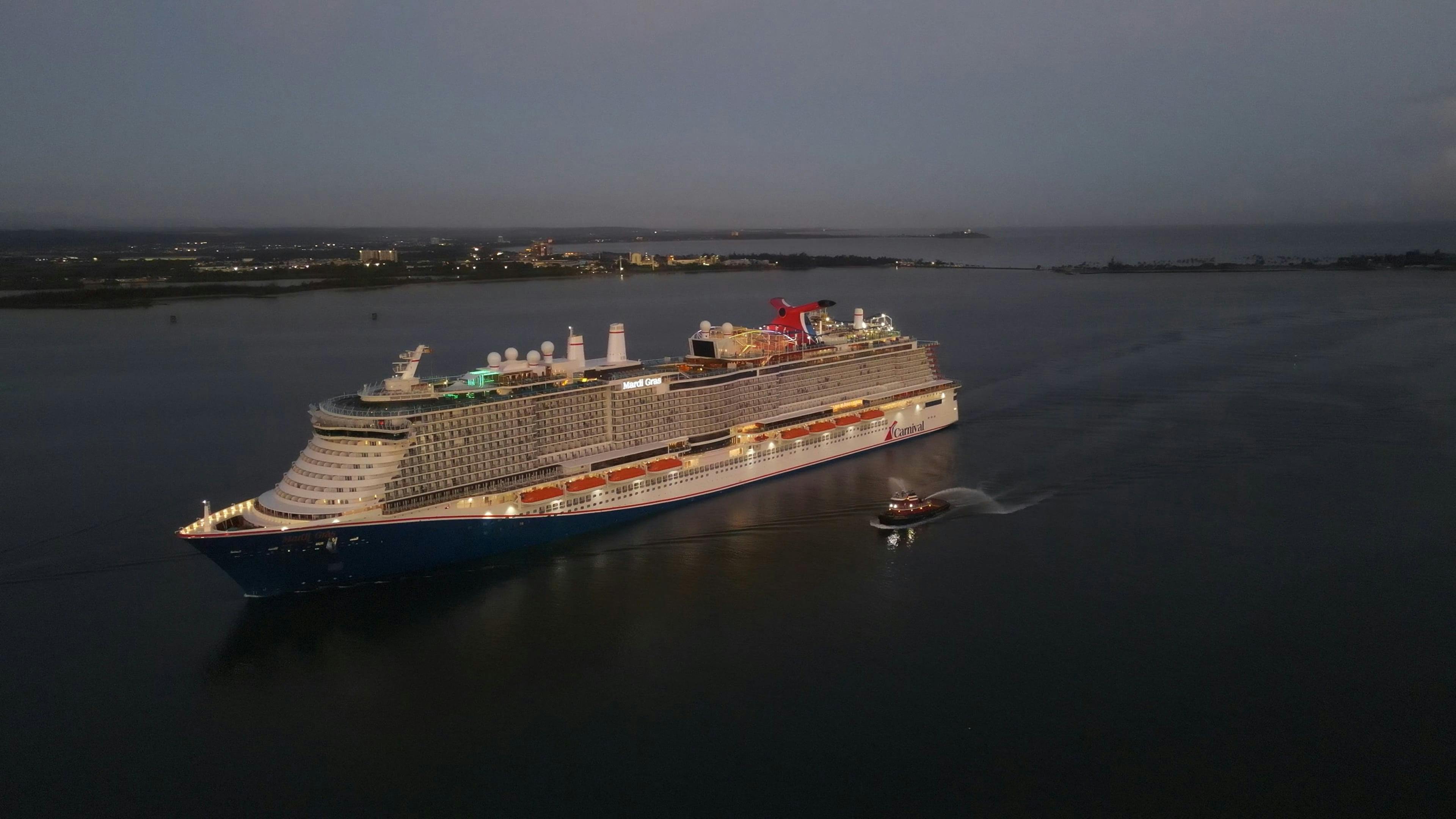 Drone Footage of a Cruise Ship and a Tugboat near the Coast Free Stock ...