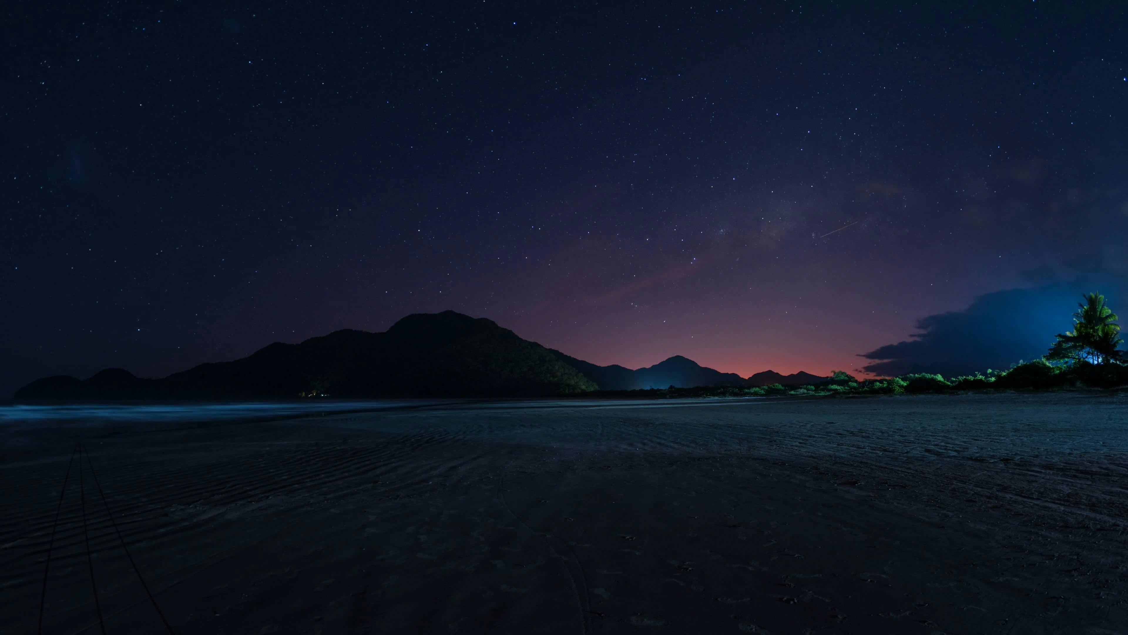 Milky way appearing during nightfall at the beach Free Stock Video ...