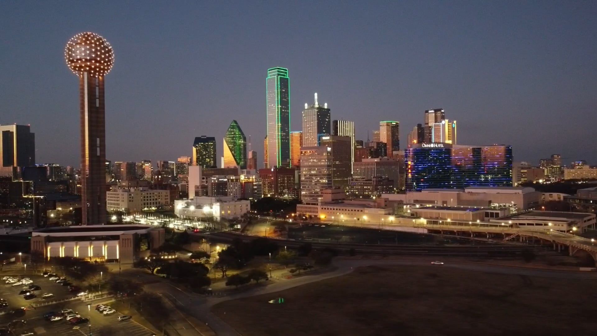 Dallas skyline at night with lights on Free Stock Video Footage ...