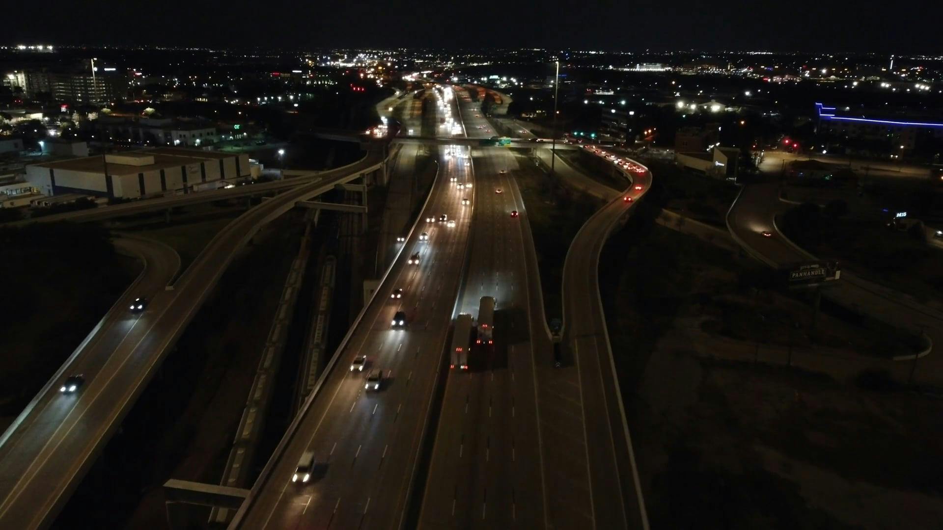 Drone View of Traffic on a City Highway at Night Free Stock Video ...