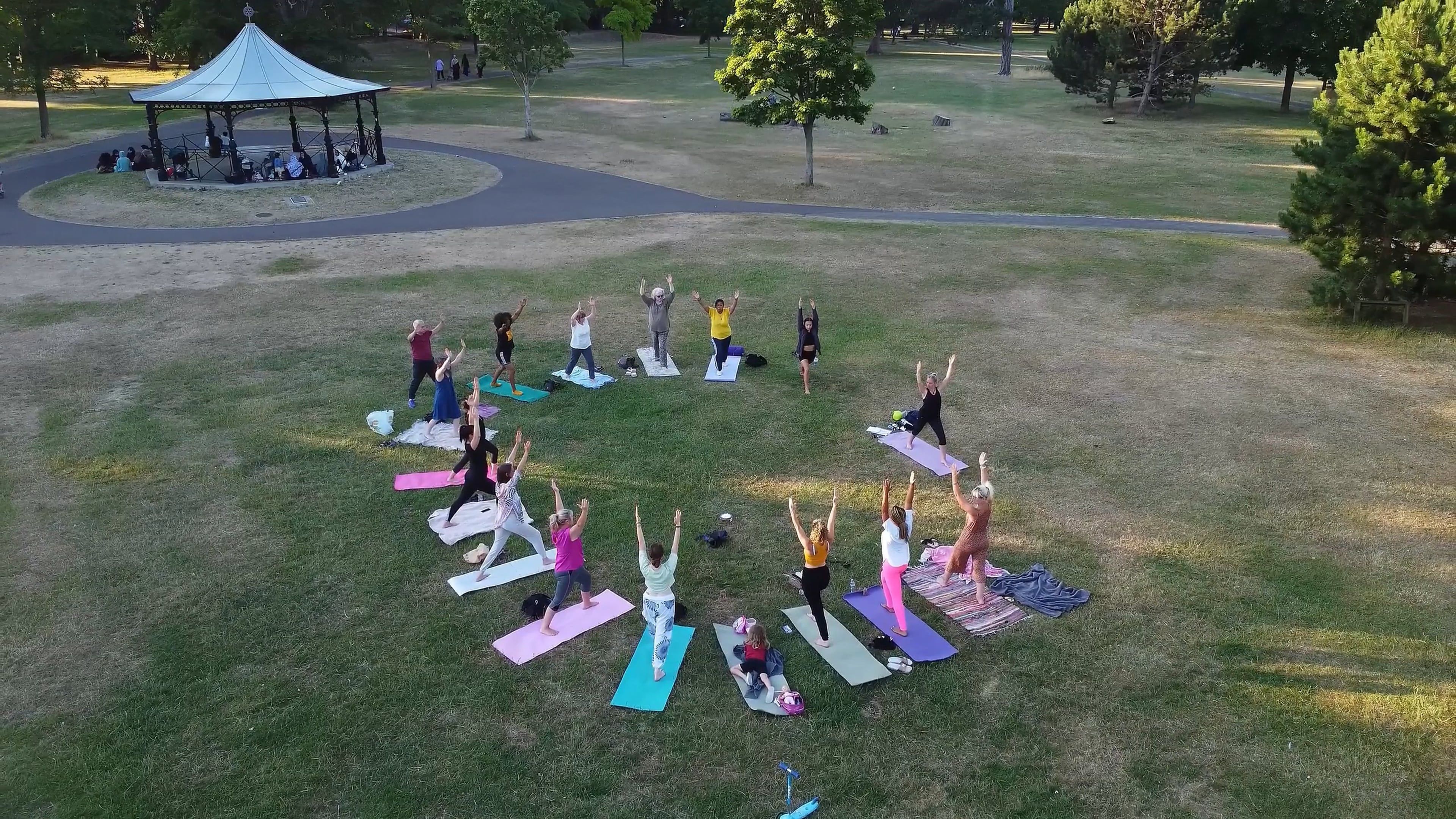 A Group of People Doing Yoga in a Park Free Stock Video Footage ...