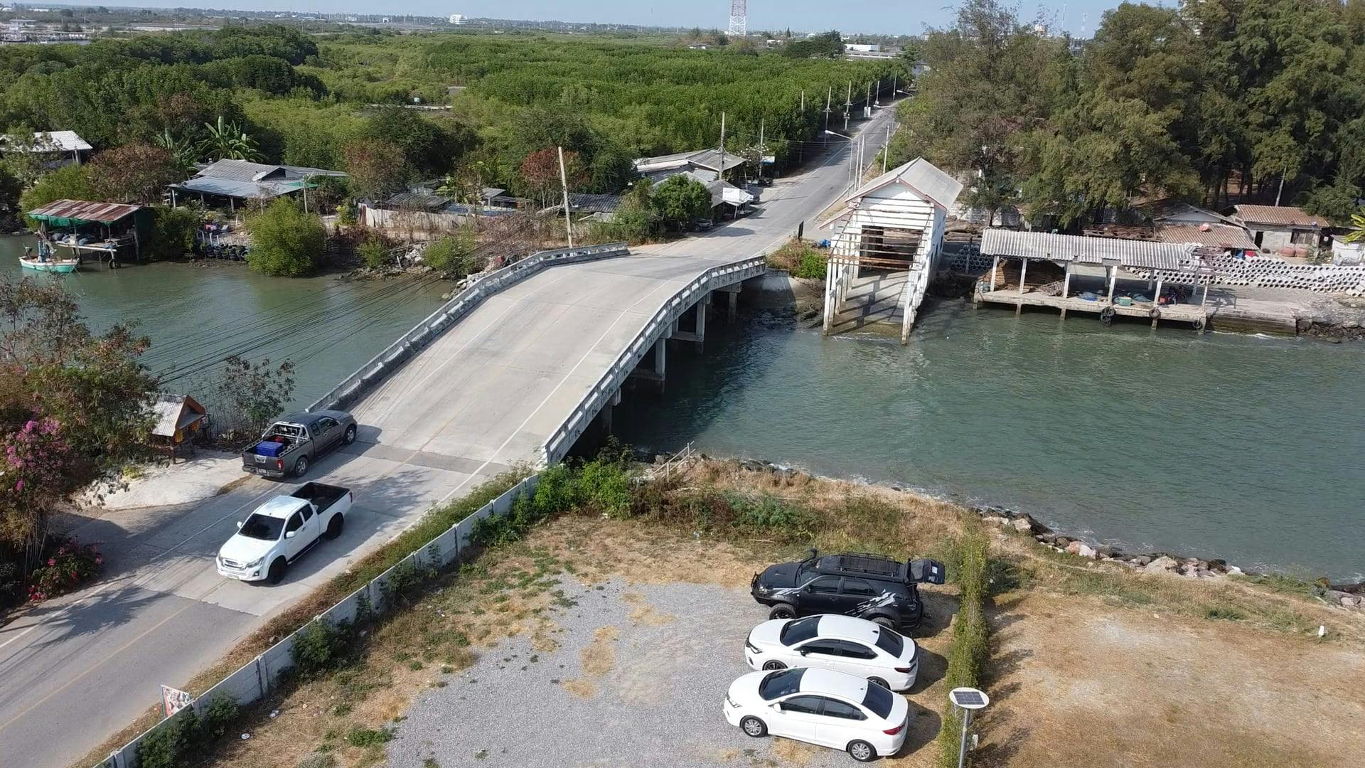 A White Pickup Truck Crossing a Bridge Free Stock Video Footage ...