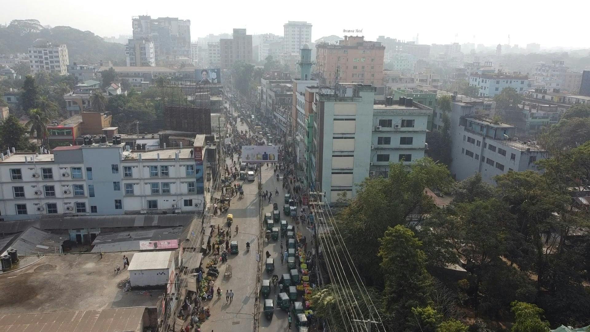 Drone View of a Busy Street in the City of Sylhet, Bangladesh Free ...