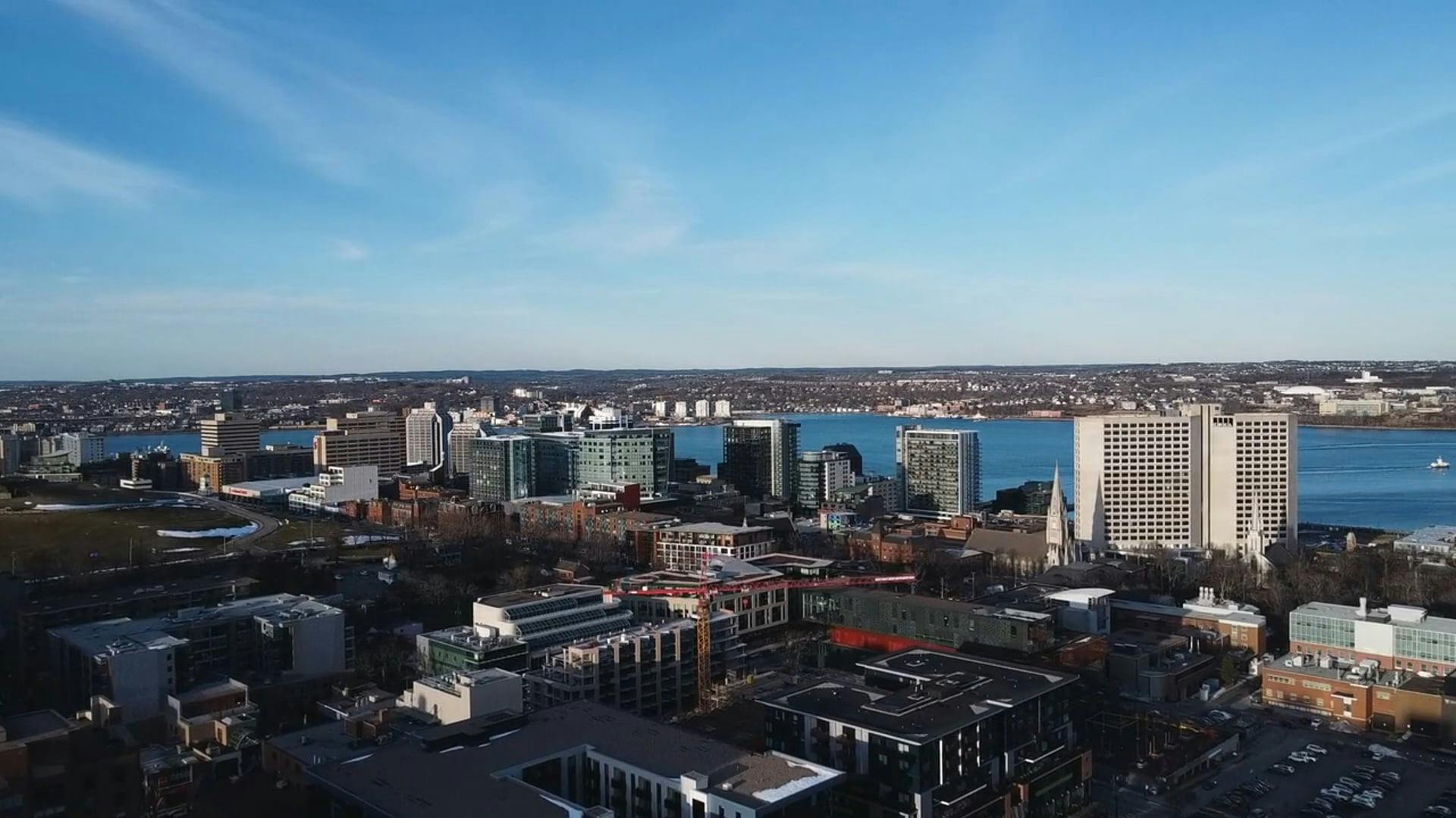 Aerial View of Halifax Waterfront Skyline Free Stock Video Footage ...