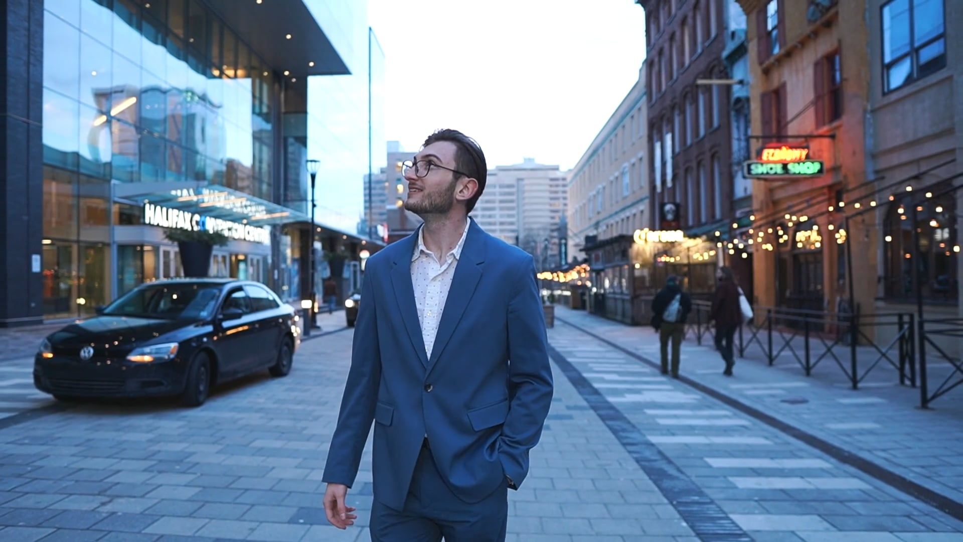 A Young Man in a Blue Suit Walking in the City Free Stock Video Footage ...