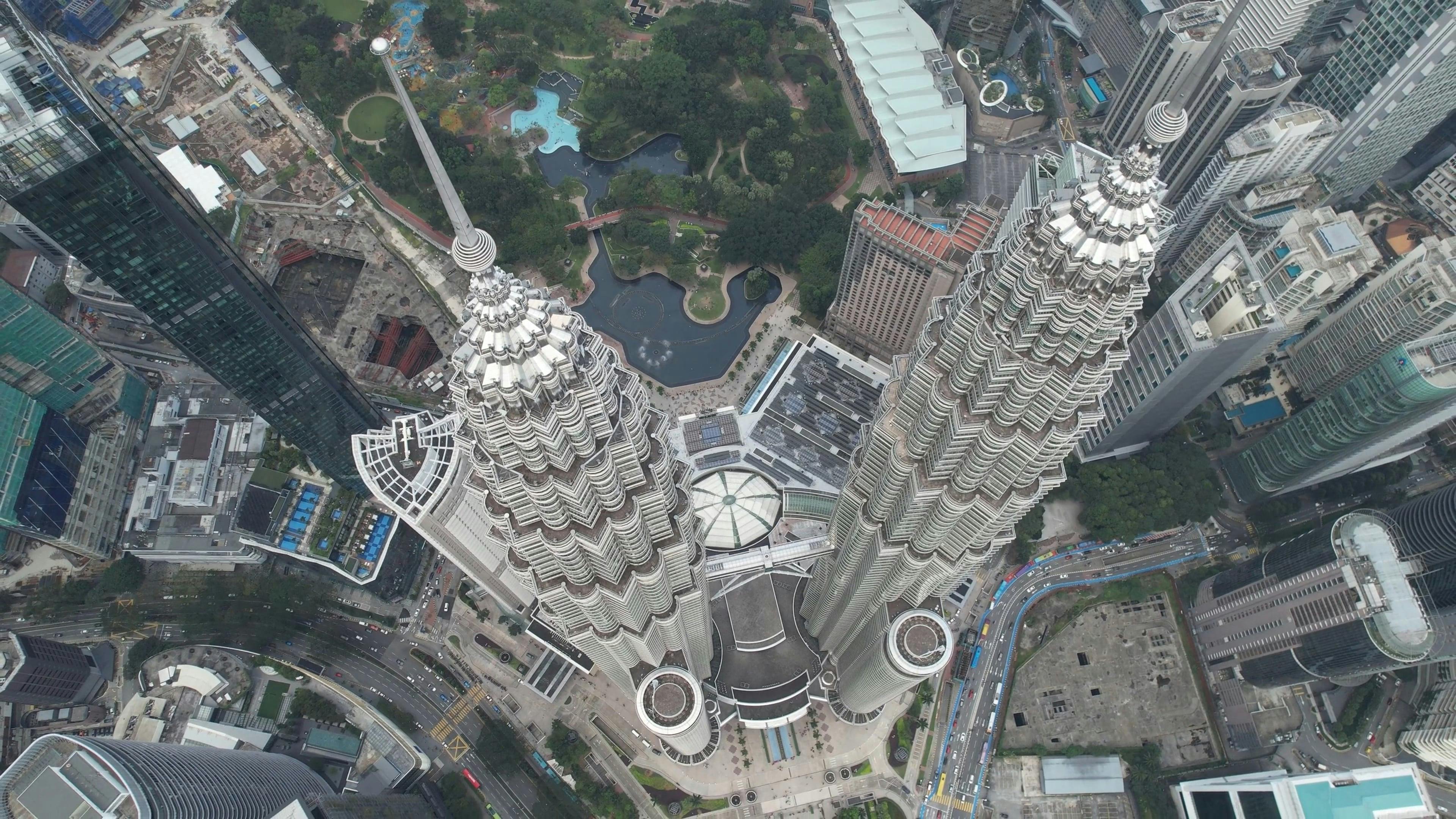 The petronas towers are seen from above Free Stock Video Footage ...