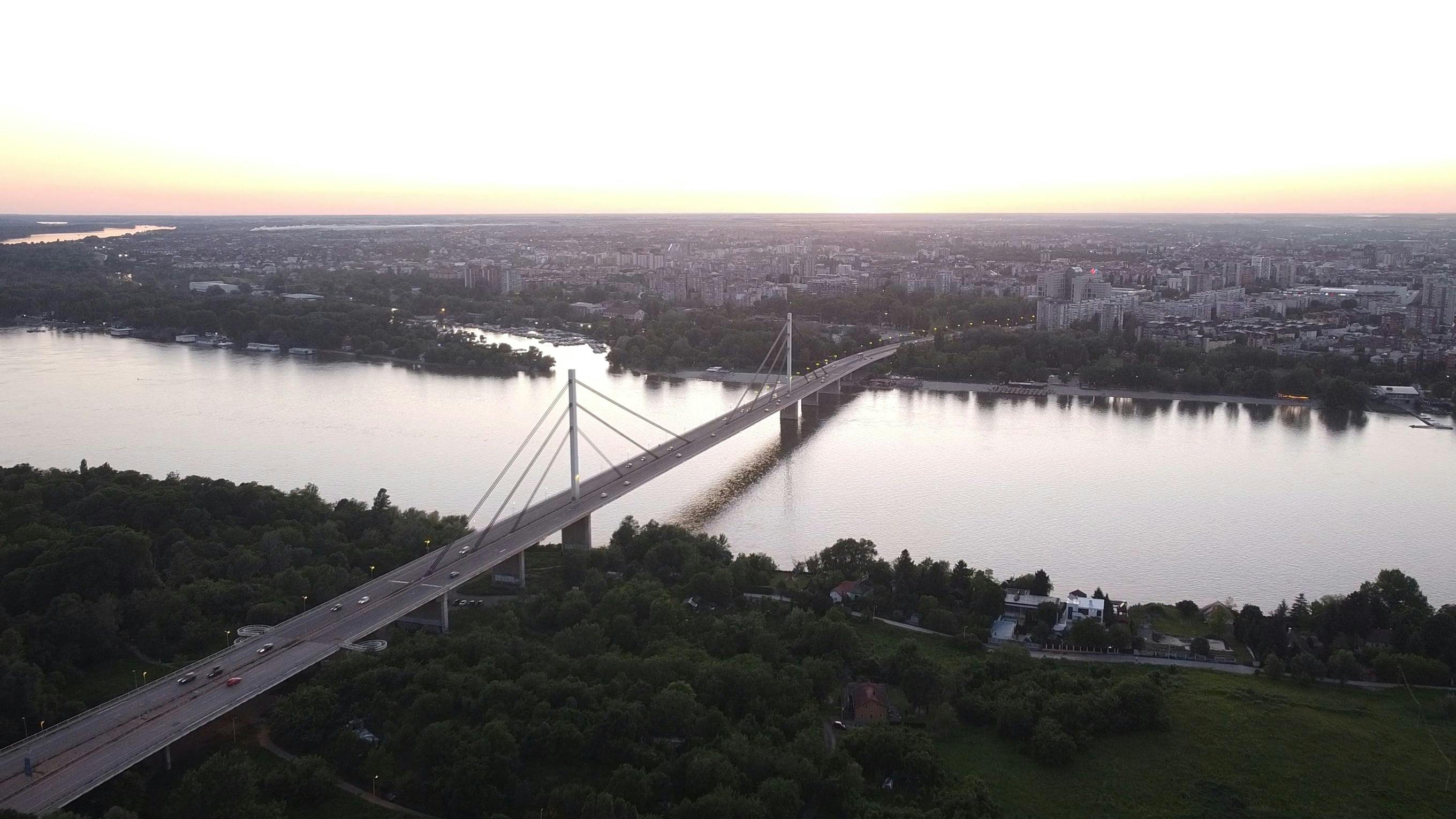 Drone View of Liberty Bridge in Novi Sad, Serbia Free Stock Video ...