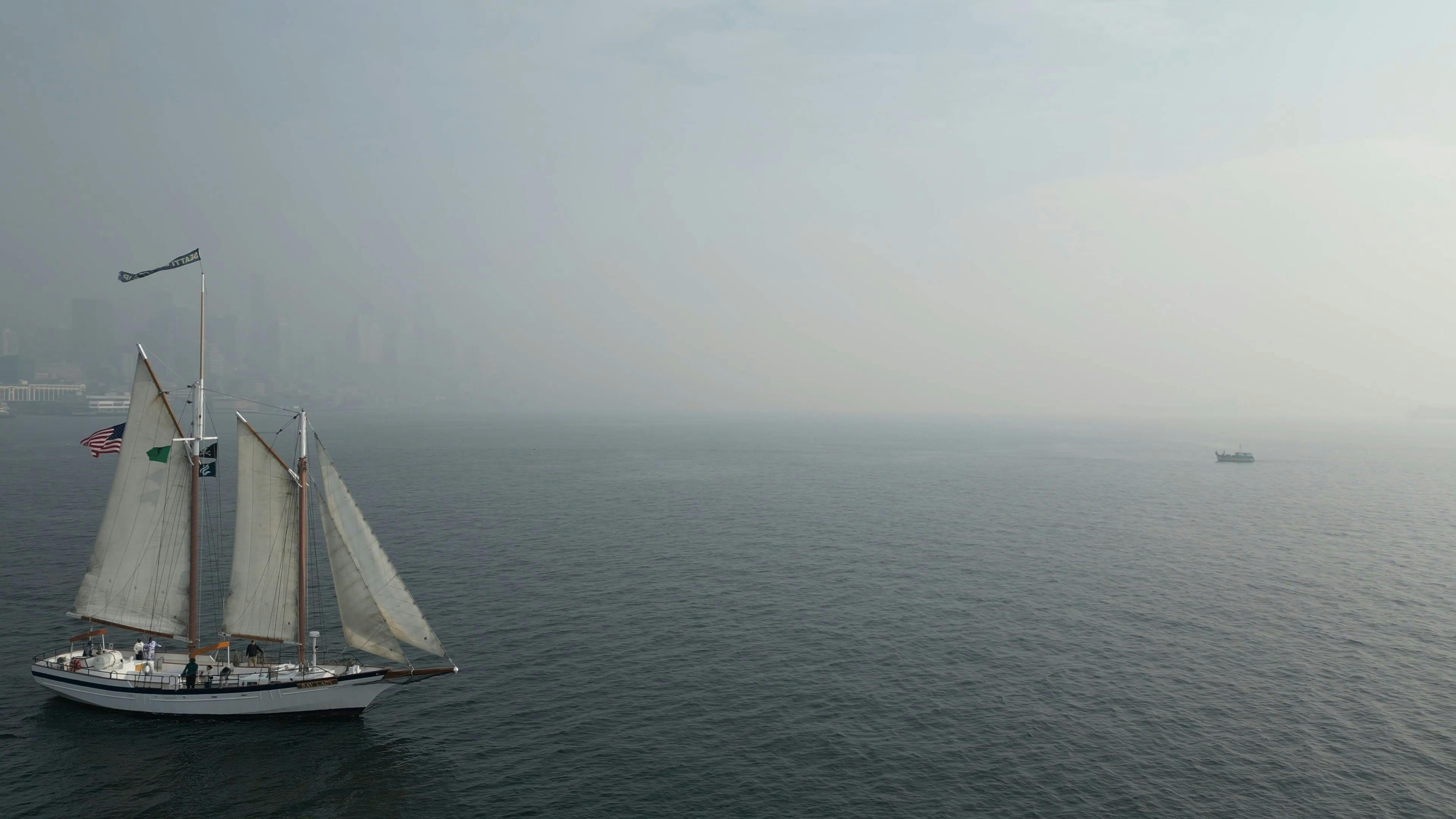 Sailing Seattle's Skyline on Seattle's Tall Ship Free Stock Video ...