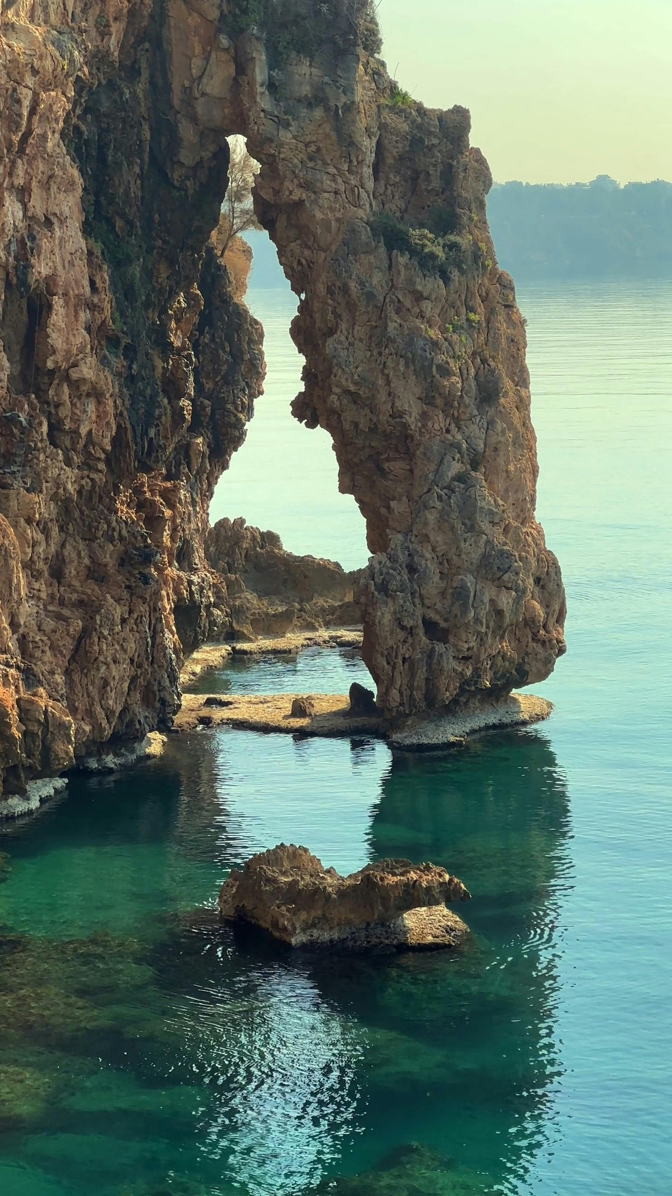 beautiful cliffs and calm sea view on the shore Free Stock Video ...