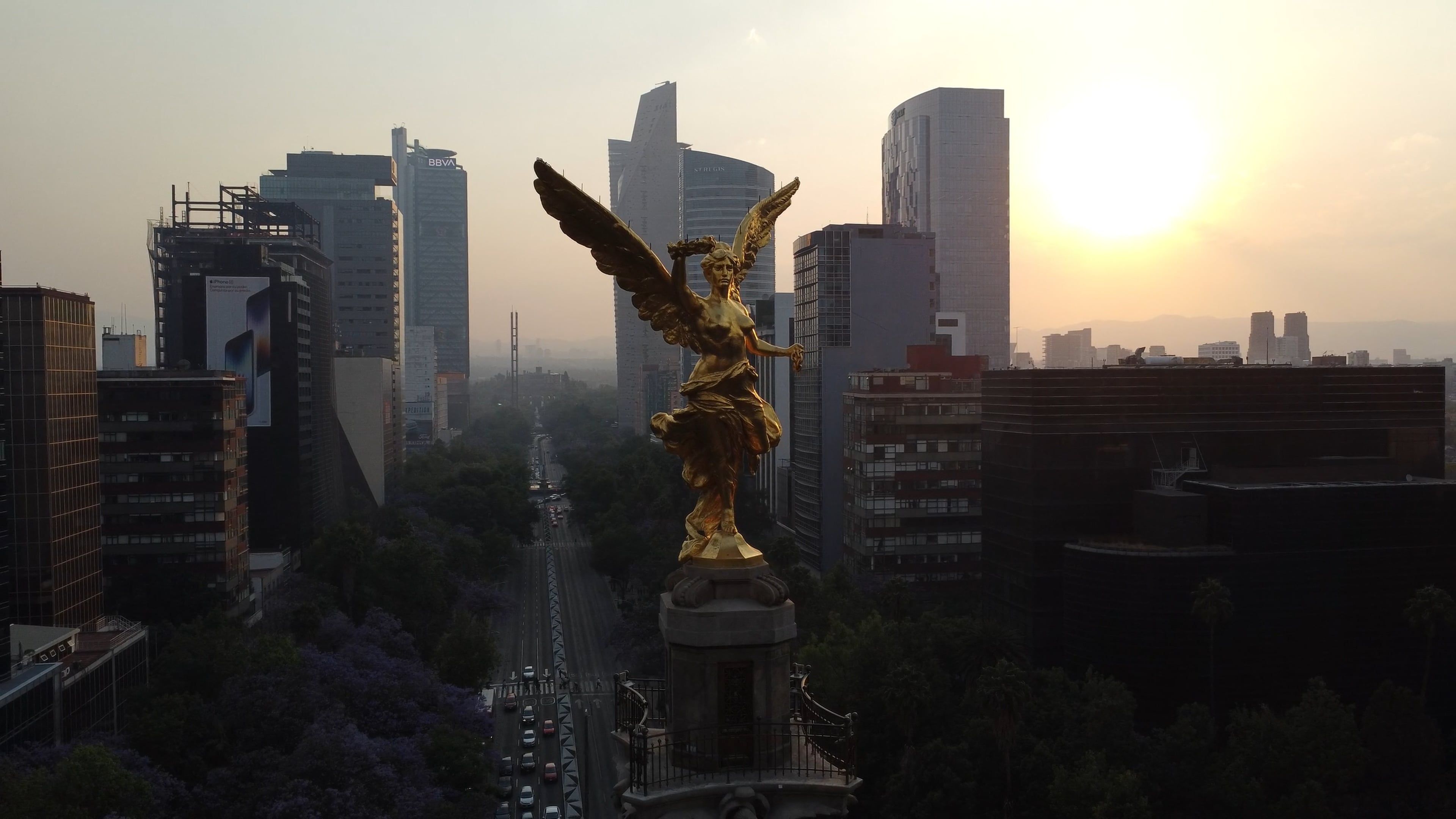 Vista Aérea Del ángel De La Independencia En La Ciudad De México ...