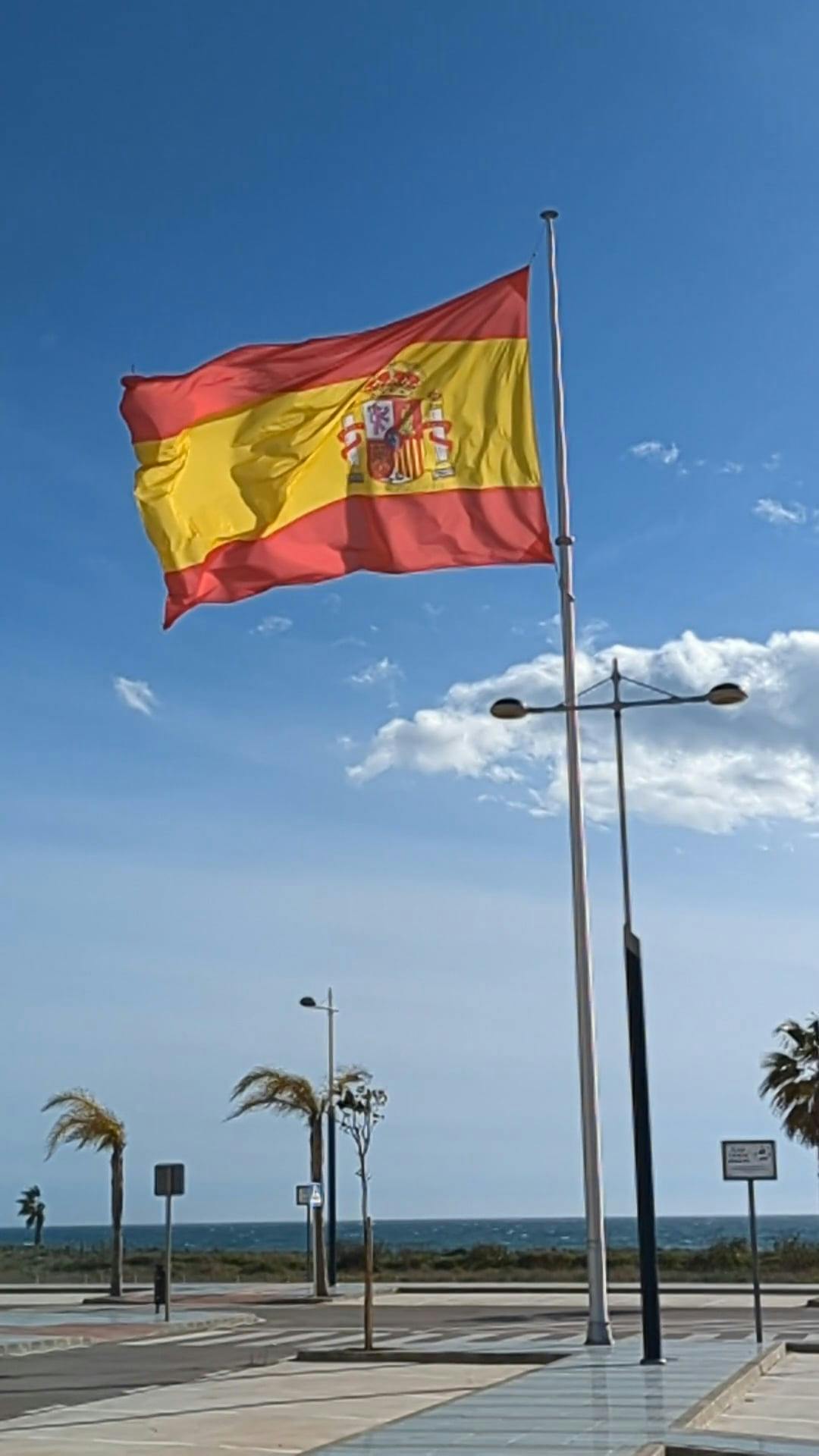 A spanish flag flying in the wind on a beach Free Stock Video Footage ...