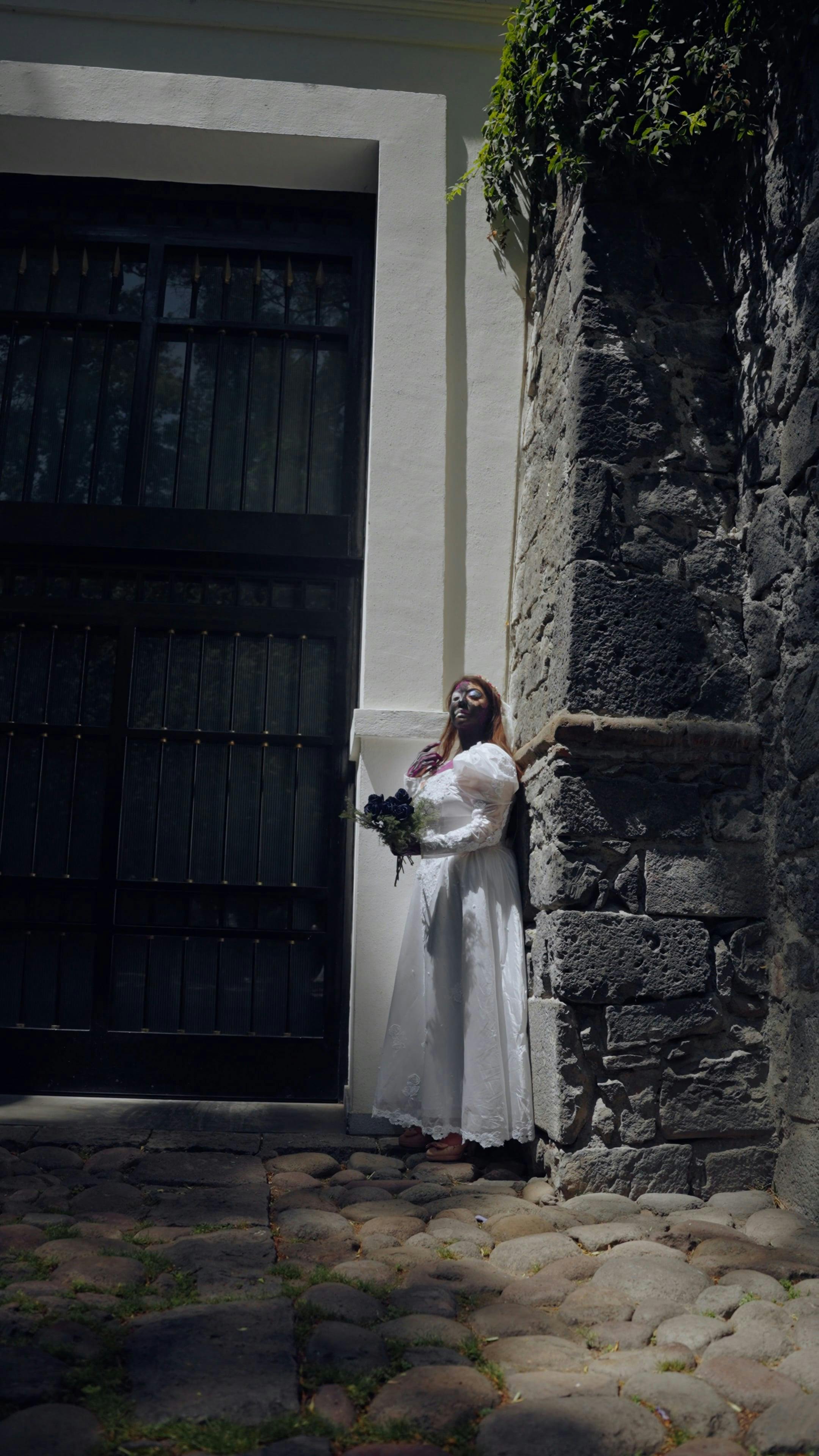 A Woman Posing in a Zombie Bride Costume Free Stock Video Footage ...