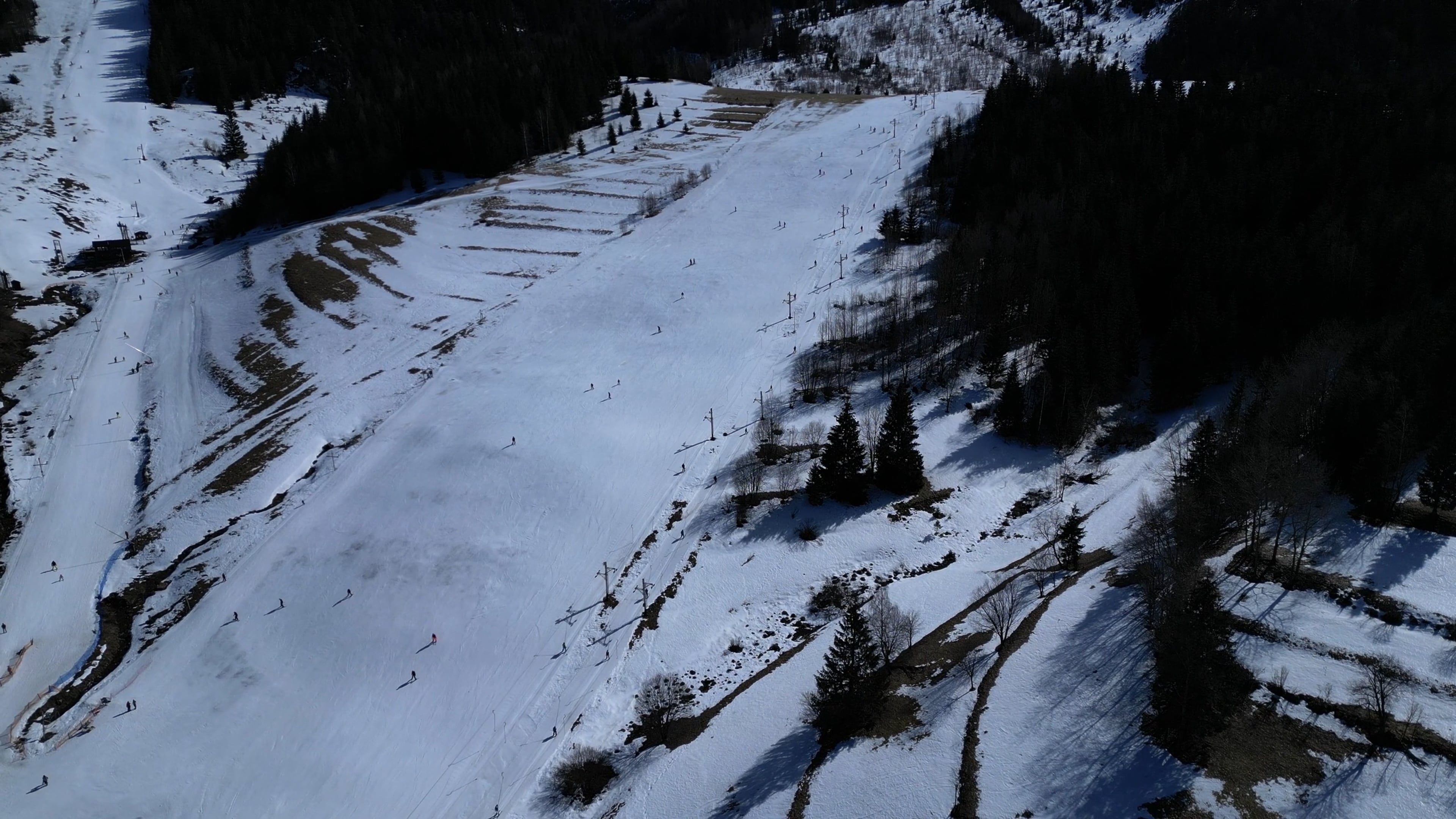 Aerial view of a ski slope in the mountains Free Stock Video Footage ...