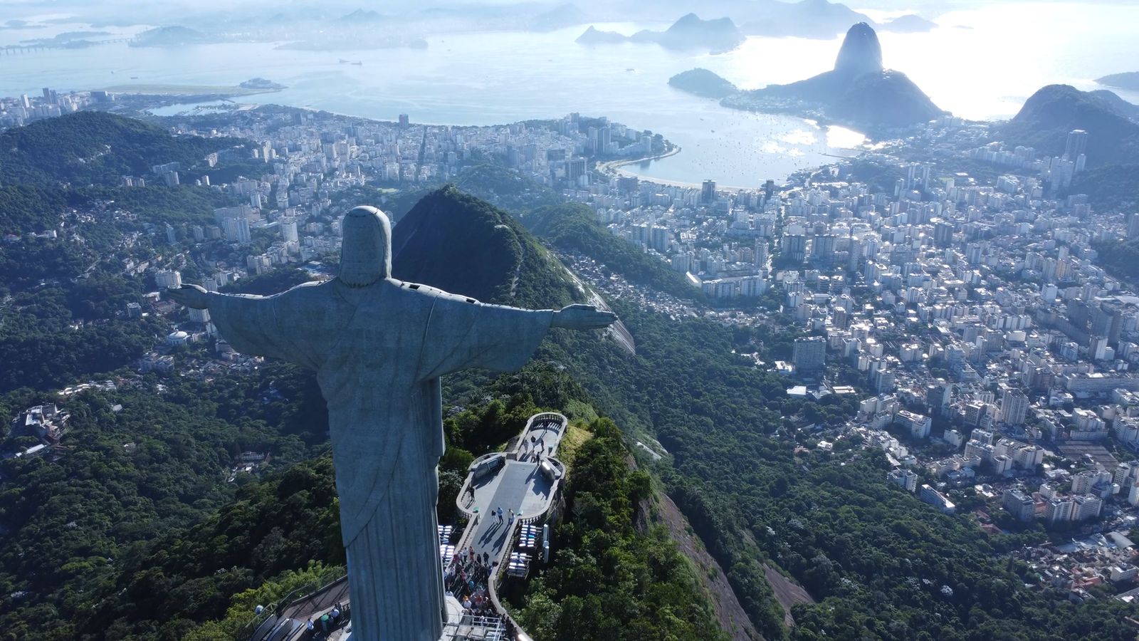 Aerial View of Christ the Redeemer at Sunset Free Stock Video Footage ...
