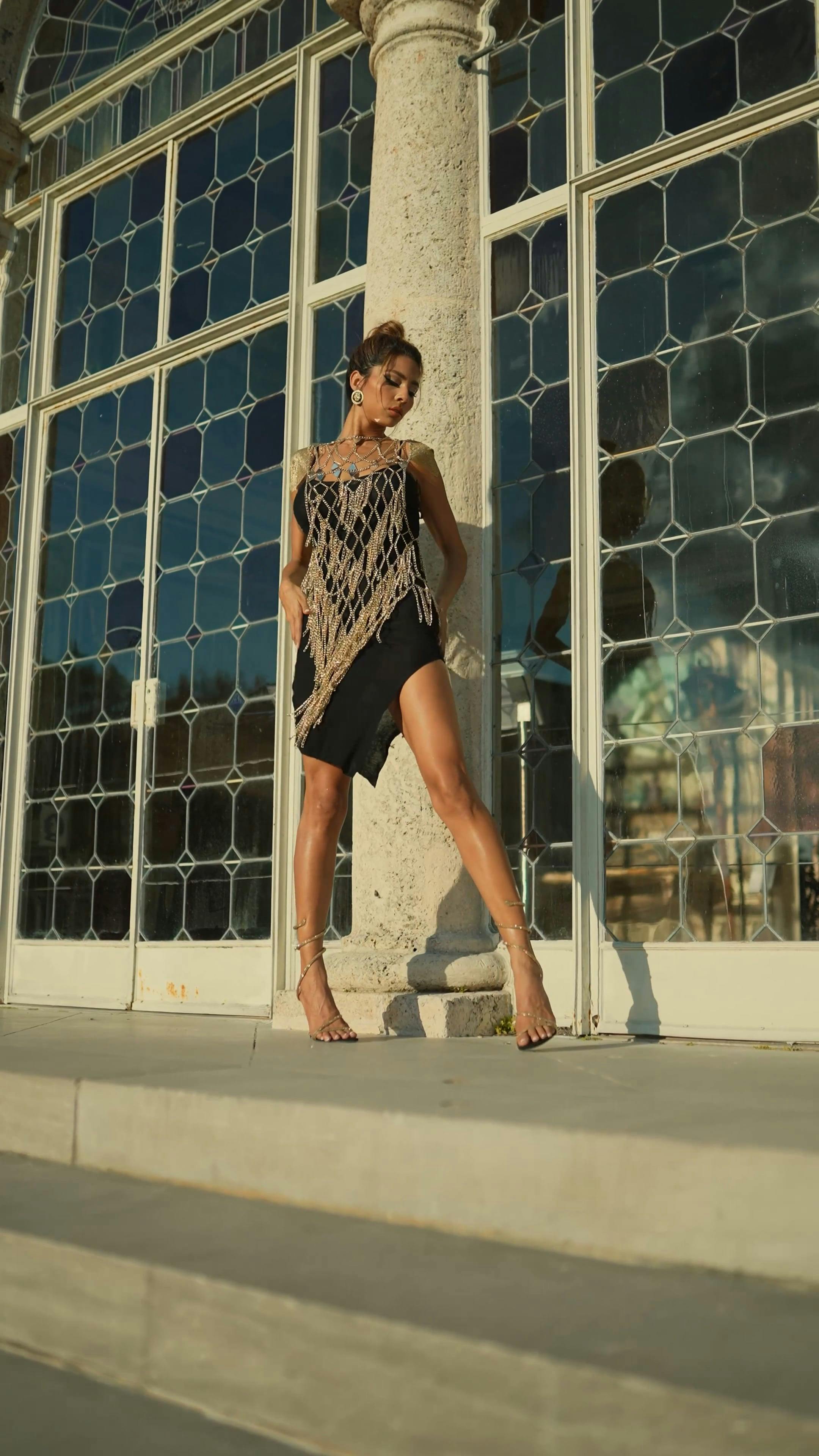 Faceless Woman Modeling with a Grey Dress Free Stock Video Footage ...