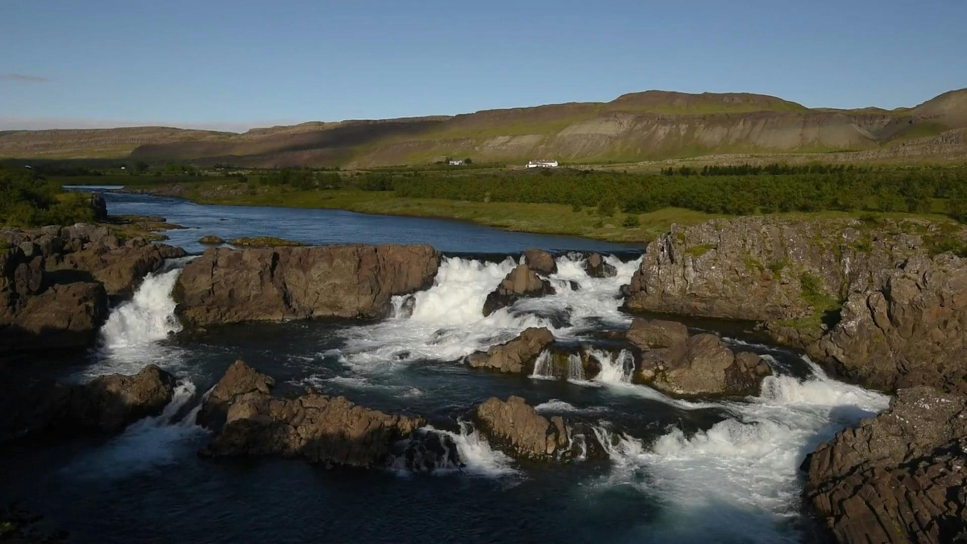Waterfall in the Icelandic Salmon River Norðurá Free Stock Video ...