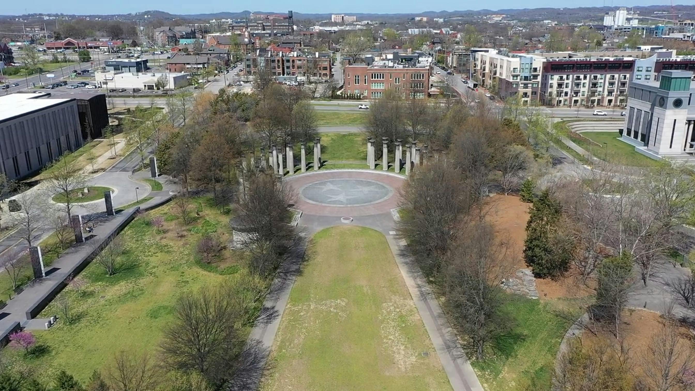 Drone Footage of the Bicentennial Capitol Mall State Park in Nashville ...