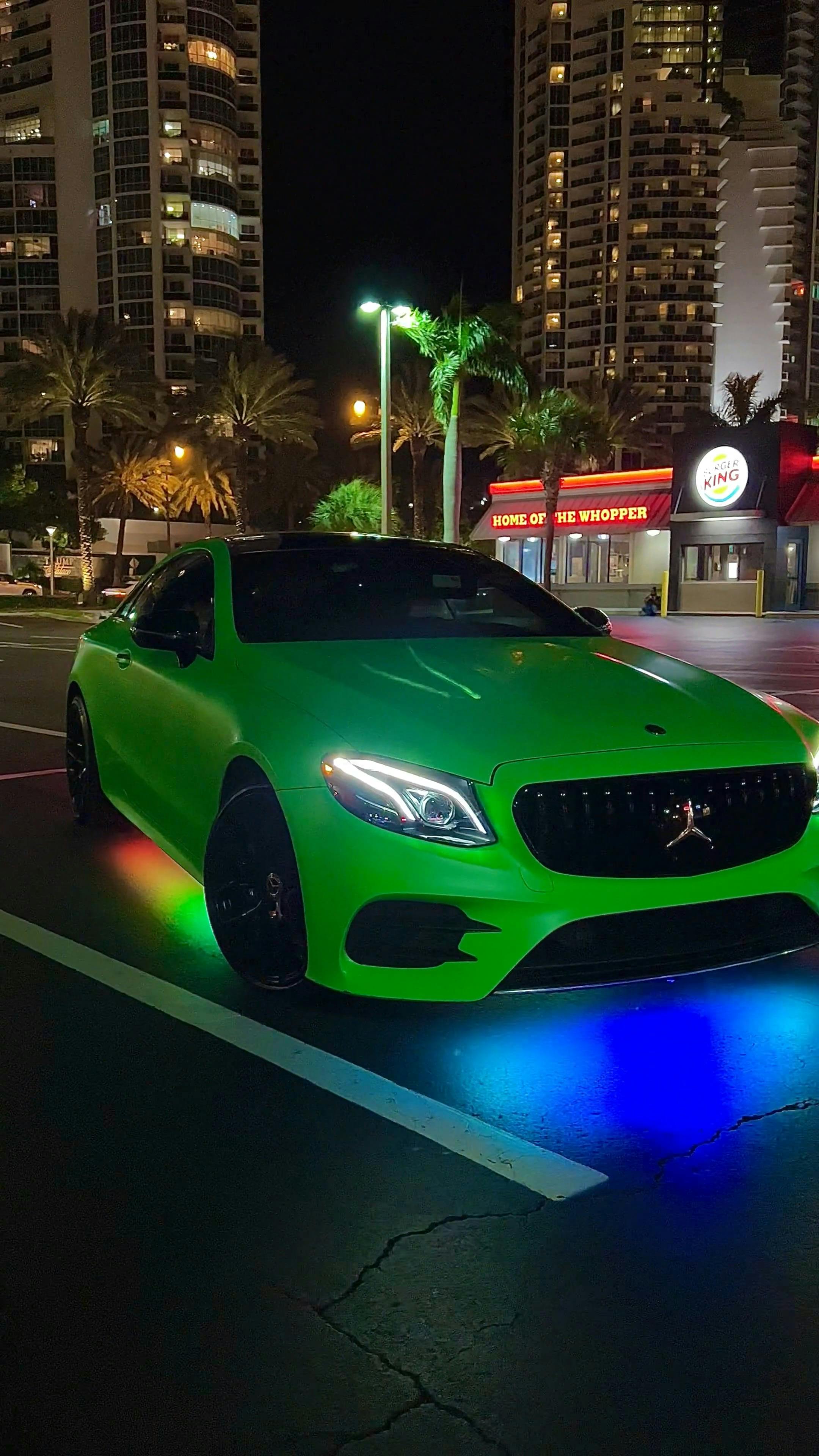 A green mercedes car with led lights on it Free Stock Video Footage ...