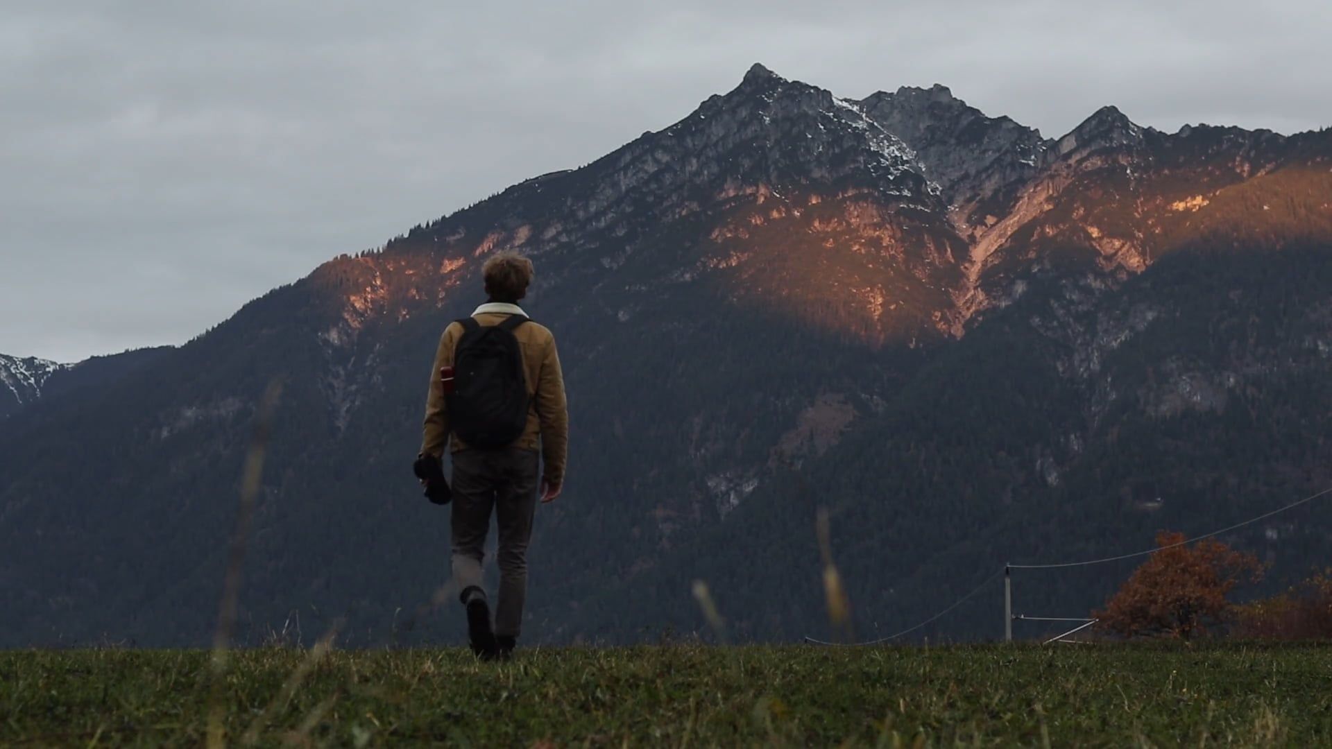 A person standing in a field with mountains in the background Free ...