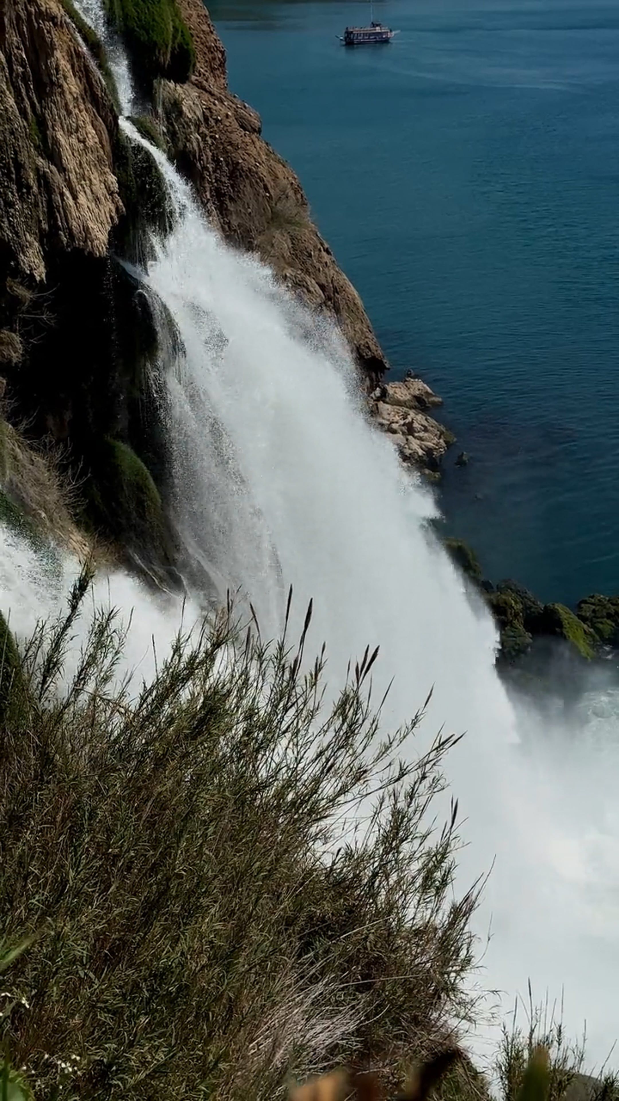 beautiful waterfall flowing into the sea Free Stock Video Footage ...